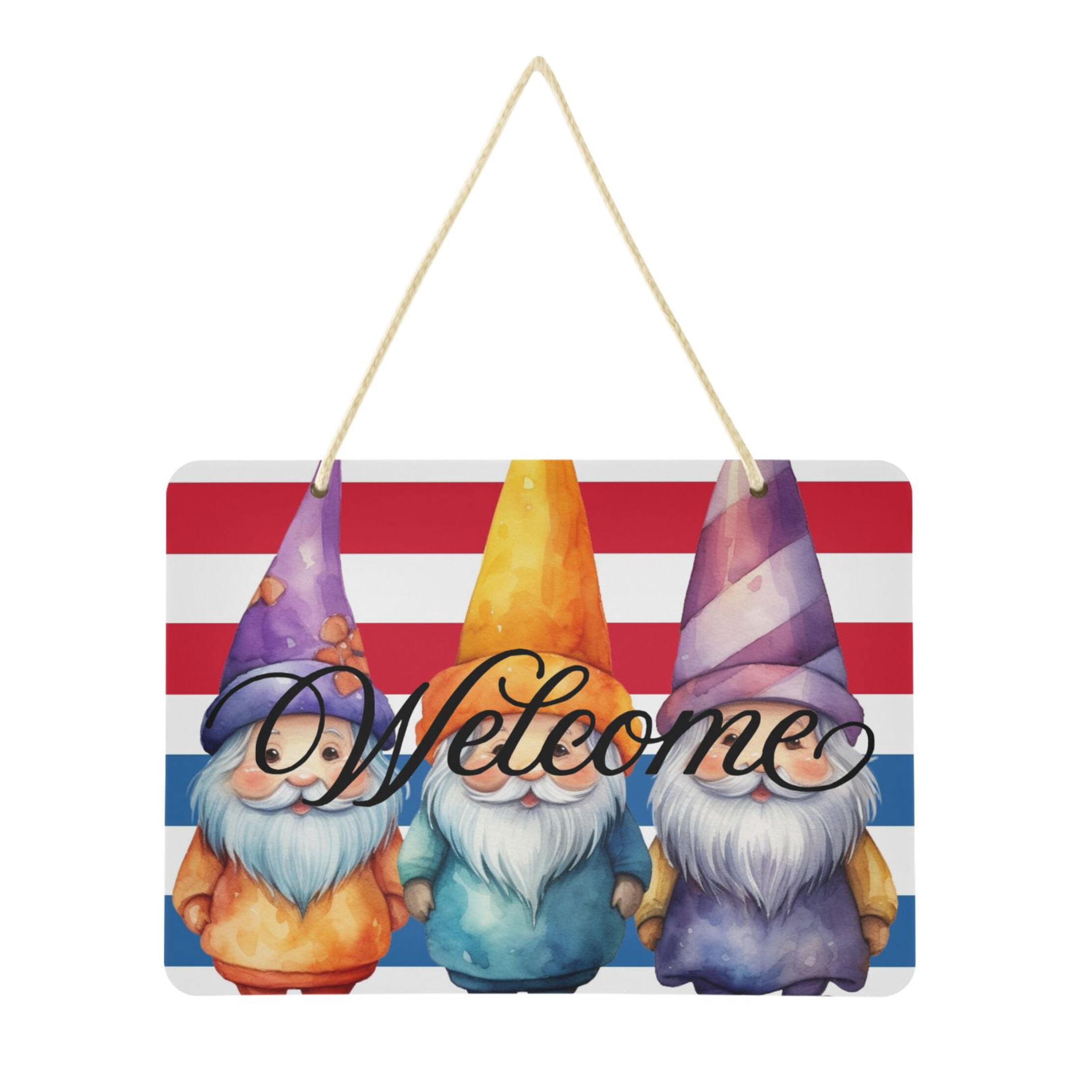 Cartoon Cute Dwarf Welcome Sign Front Door PVC 14x10 inch Hanger Hello ...