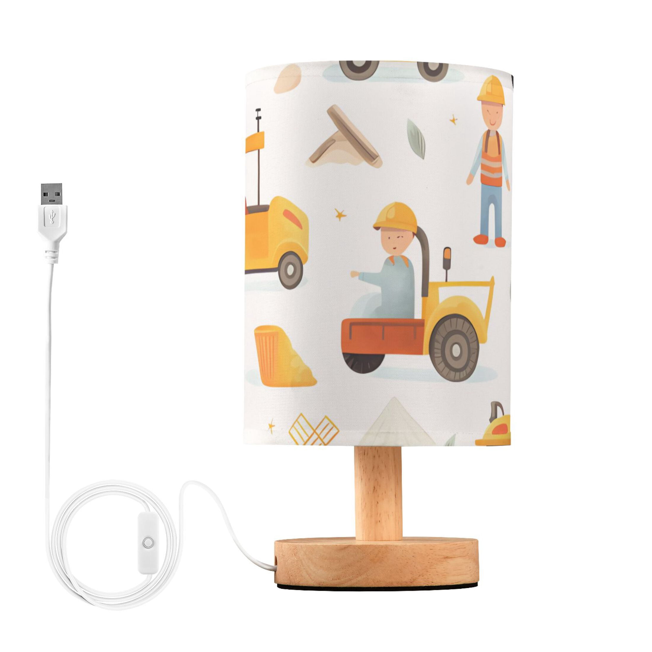 Cartoon Cute Excavator Truck Bedside Table Lamp LED Warm Lights with ...