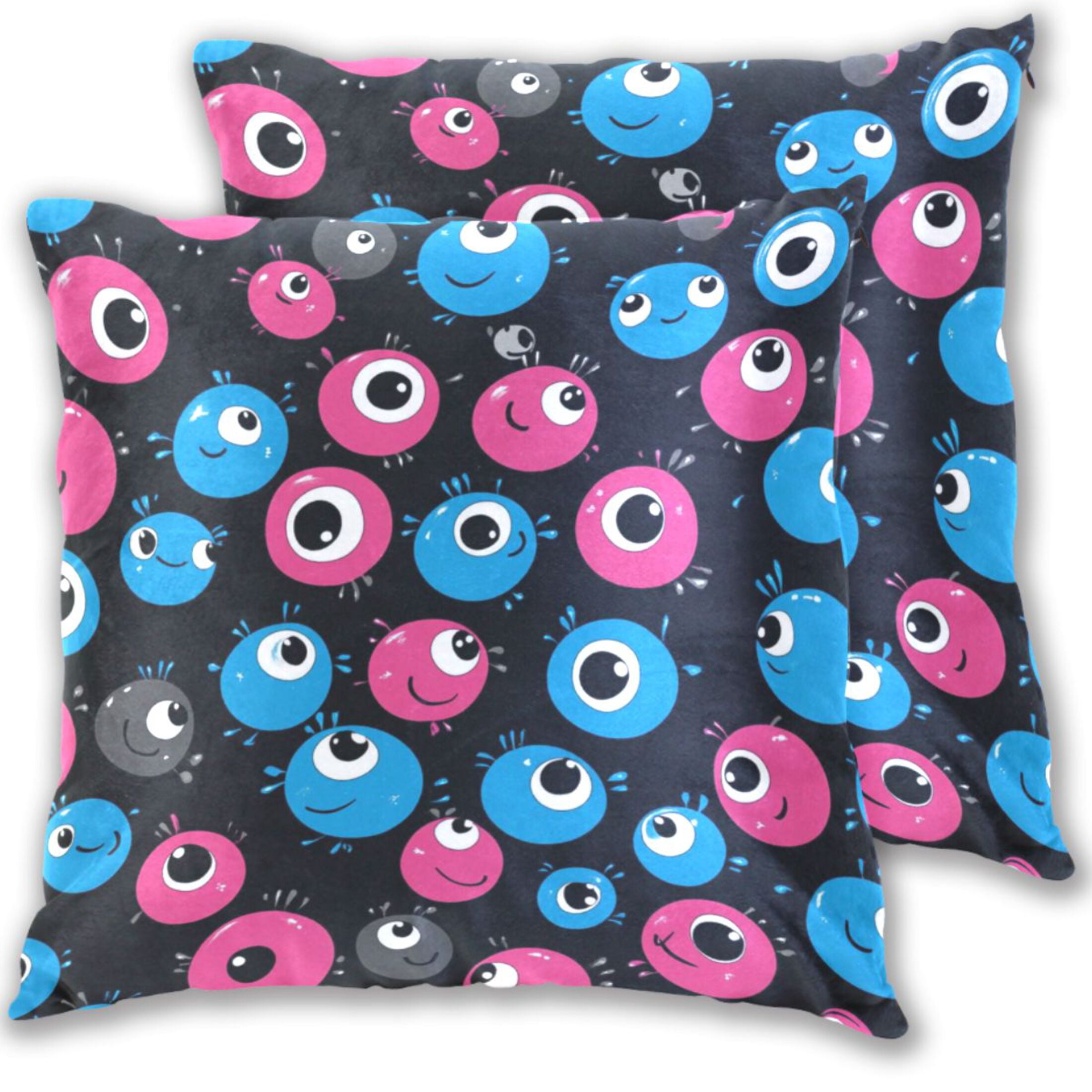 Cartoon Cute Eyes Throw Pillow Covers 20x20 Inch 2 Packs Decorative ...