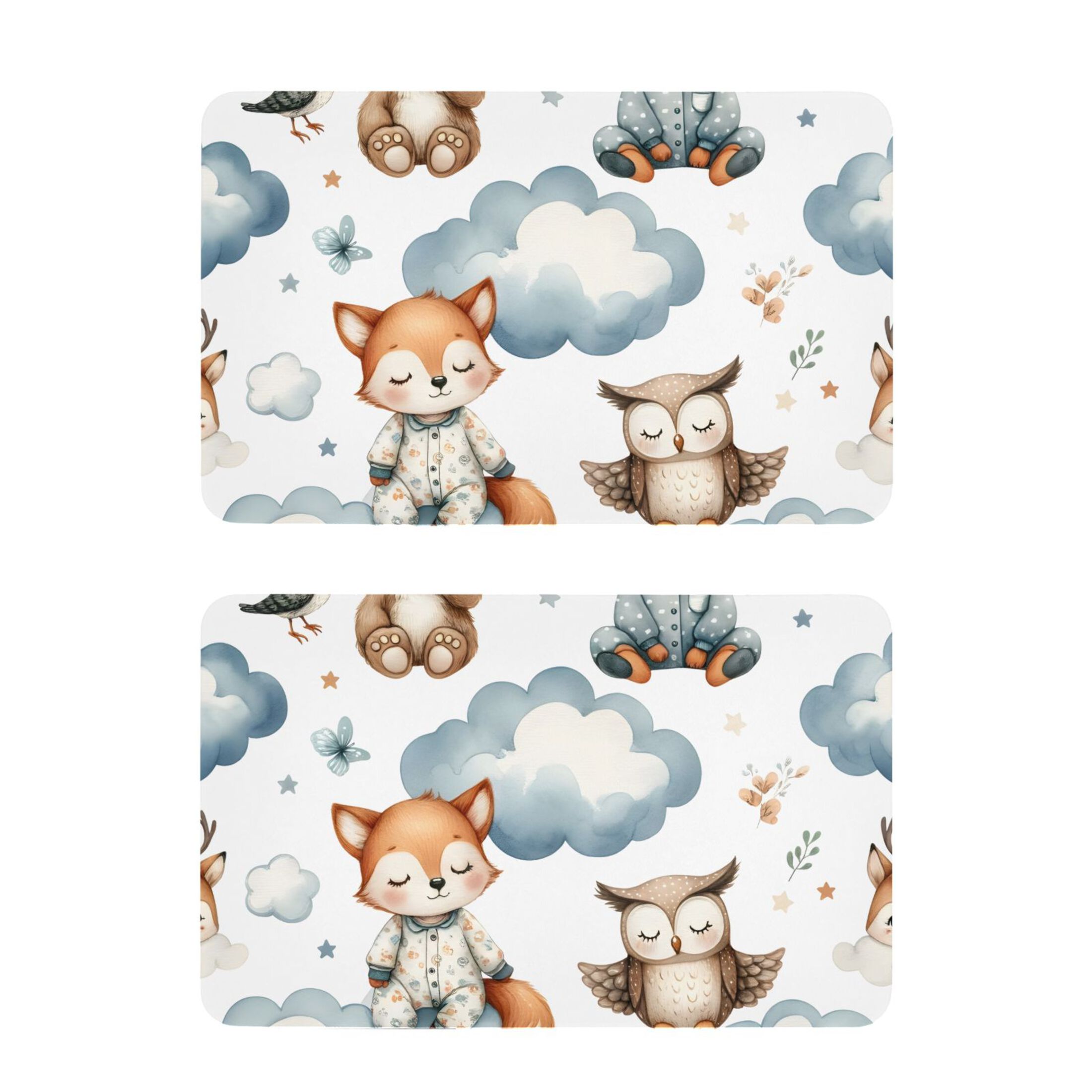 Cartoon Cute Fox Owl Clouds Fridge Magnets Sticker Refrigerator ...