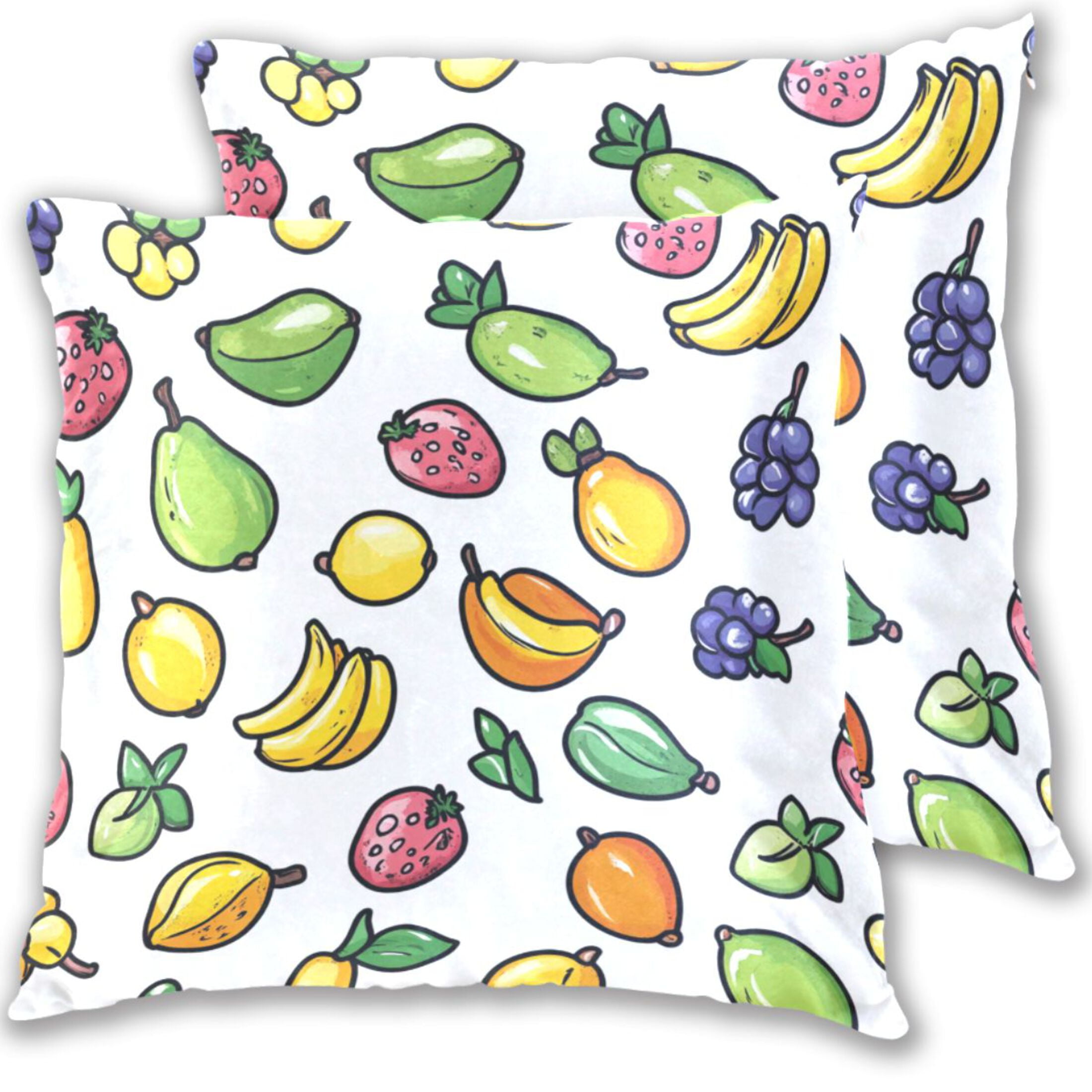 Cartoon Cute Fruits Throw Pillow Covers 16x16 Inch 2 Packs Decorative ...