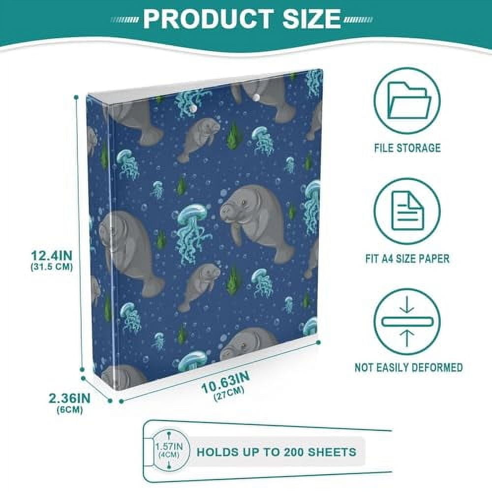 Cartoon Cute Funny Animal Manatee Decorative 3 Ring Binder 1.5 Inch ...