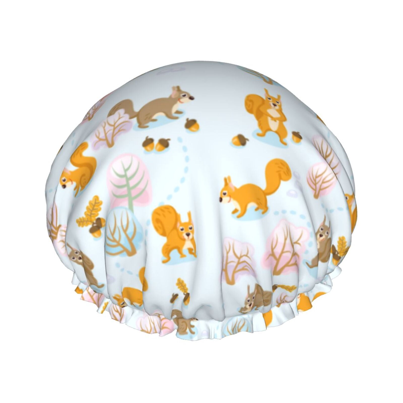 Cartoon Cute Funny Squirrel Shower Cap Reusable Waterproof, Double ...