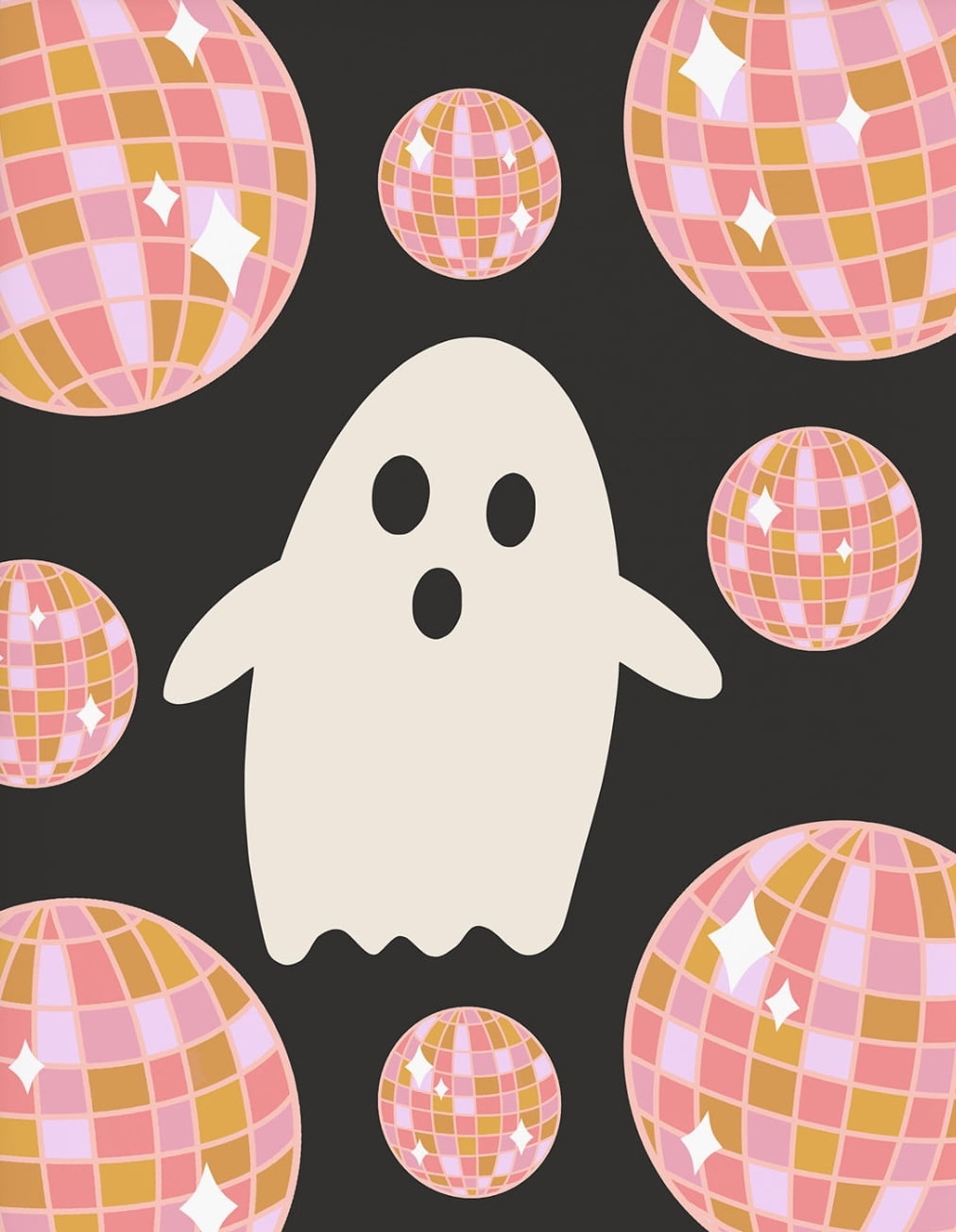 Cartoon Cute Ghost Disco Pumpkin Bats Spider Skeleton Posters Prints ...