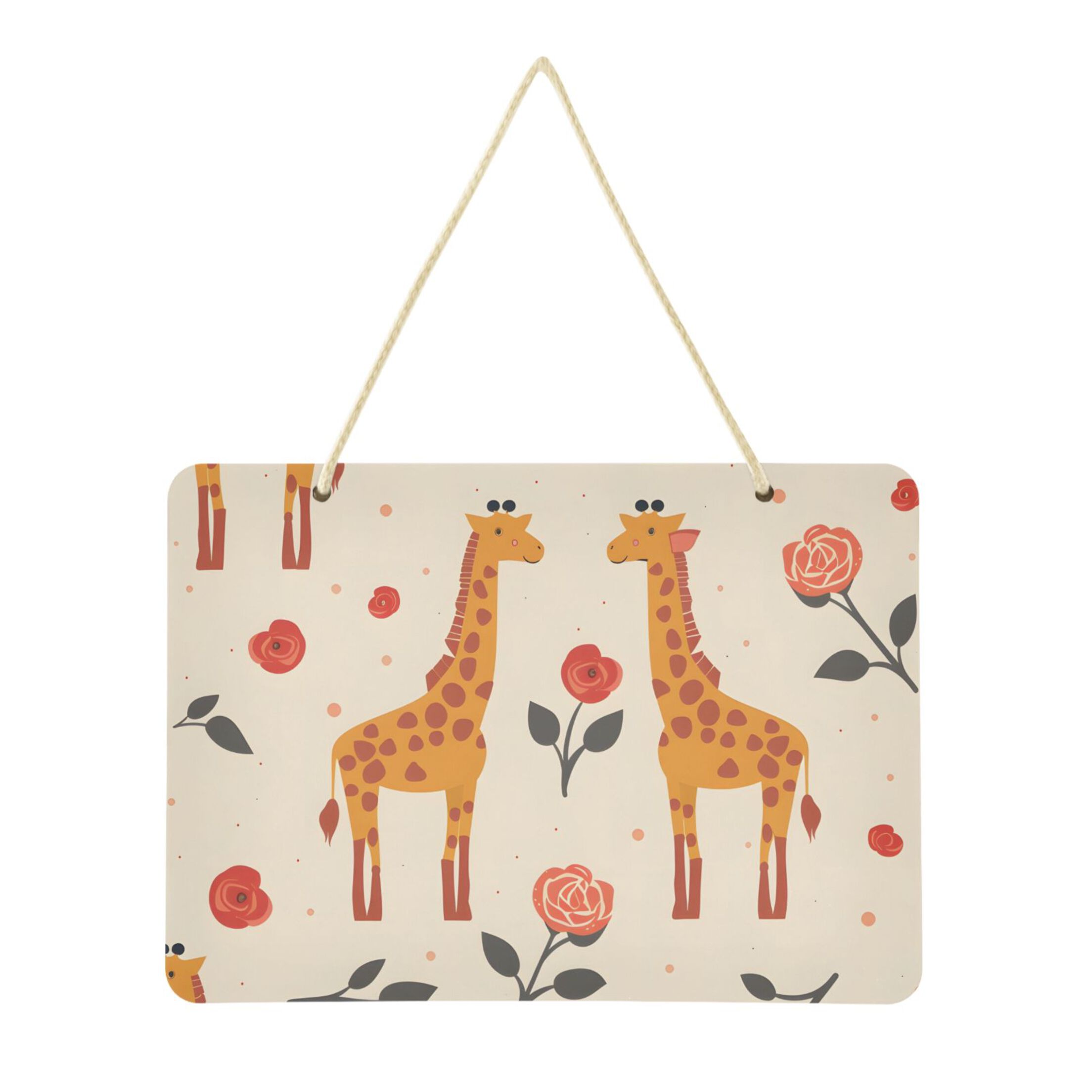 Cartoon Cute Giraffes Roses Door Sign Doorplate Decoration Hanging ...