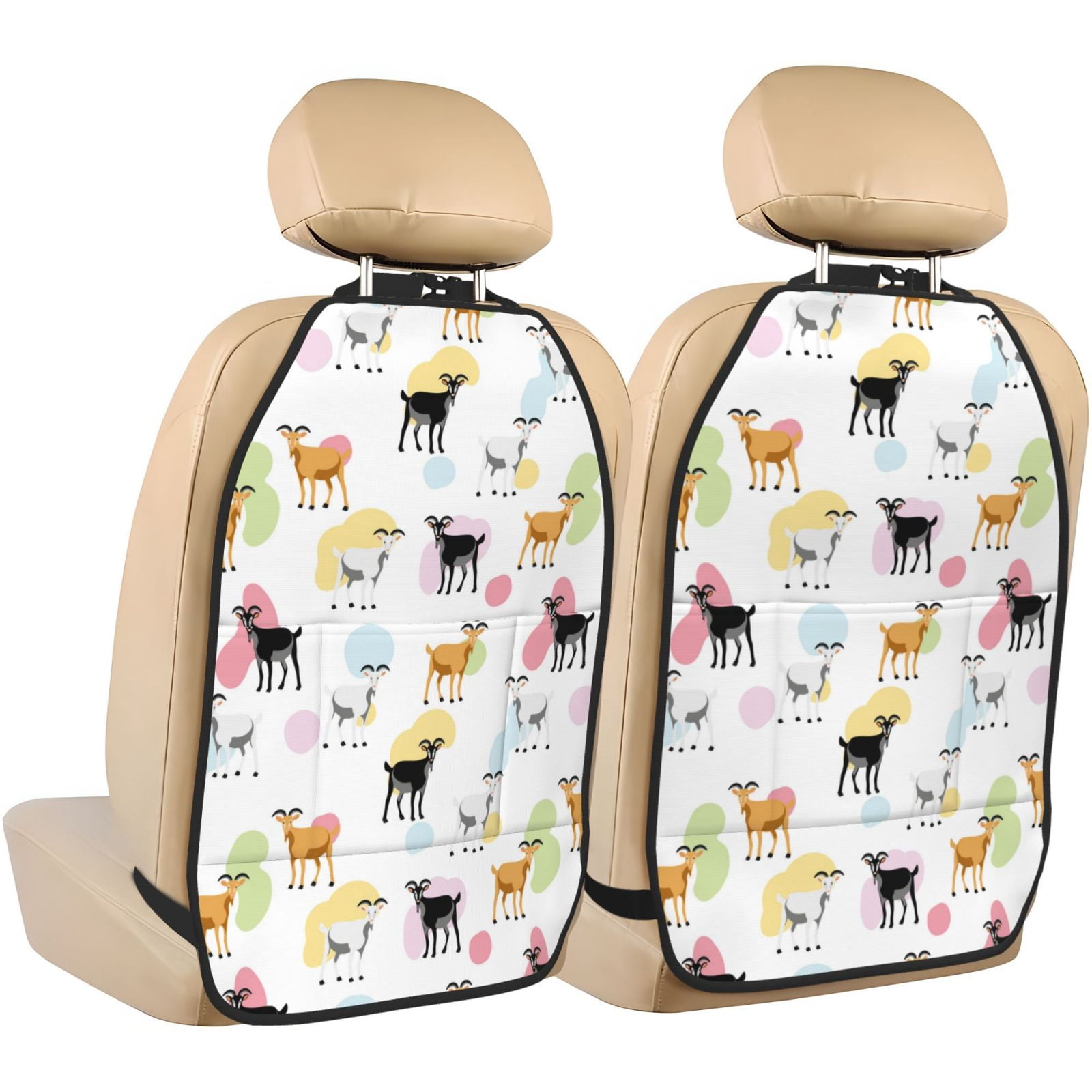 Cartoon Cute Goat Colorful Backseat Car Organizer, 2 Pack Kick Mats ...