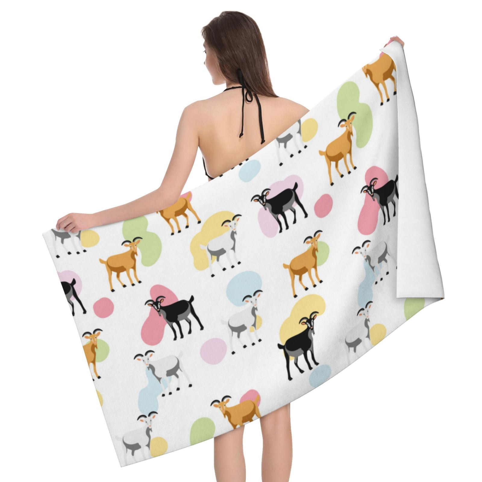 Cartoon Cute Goat Colorful Bath Towels, Microfiber Towel for Bathroom ...