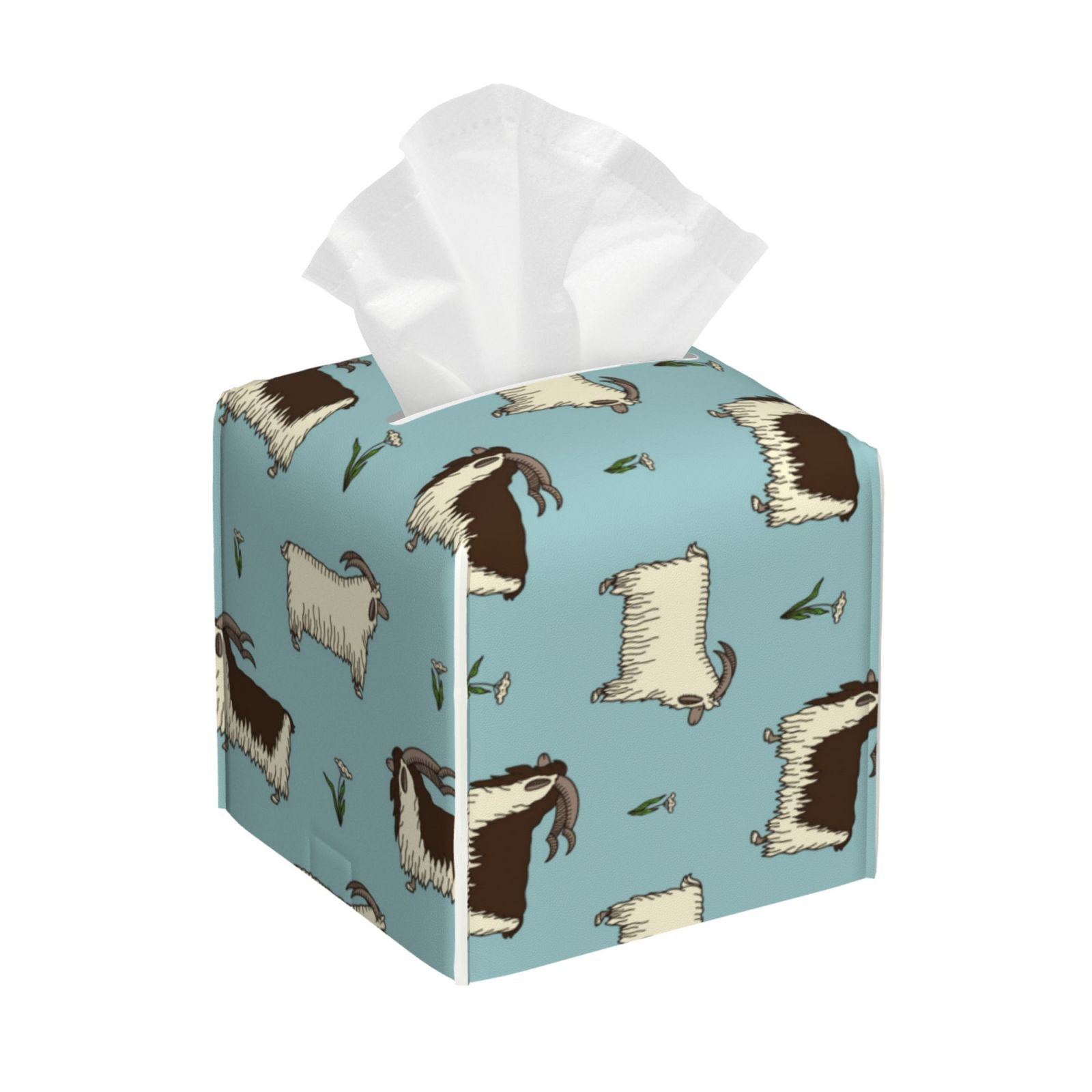 Cartoon Cute Goat Flower Tissue Box Cover, Tissue Box Holder, Square ...
