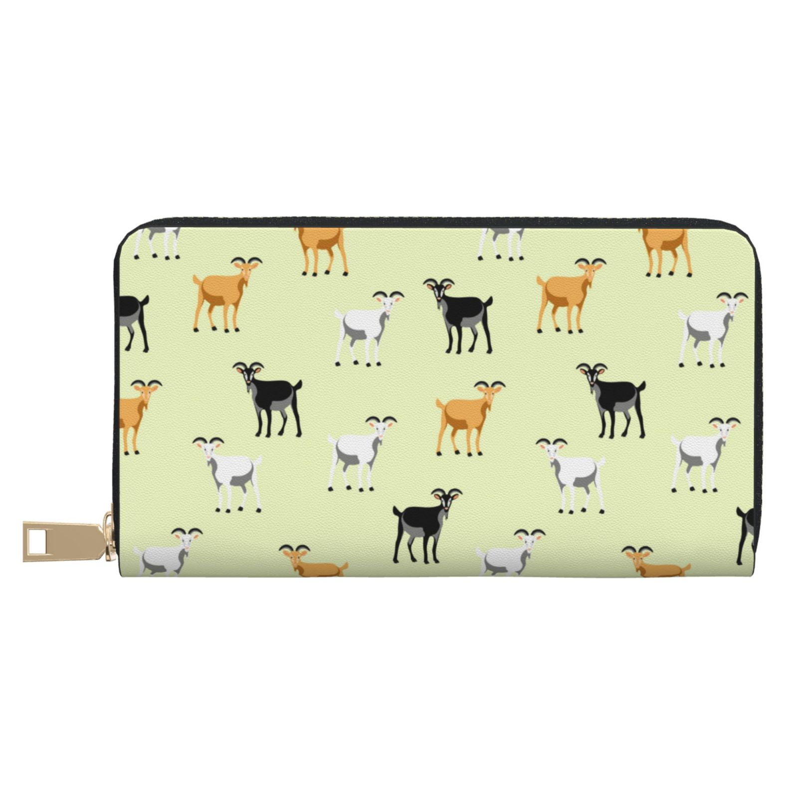 Cartoon Cute Goat Green Wallet Women, Leather Bifold Multi Card Wallet ...
