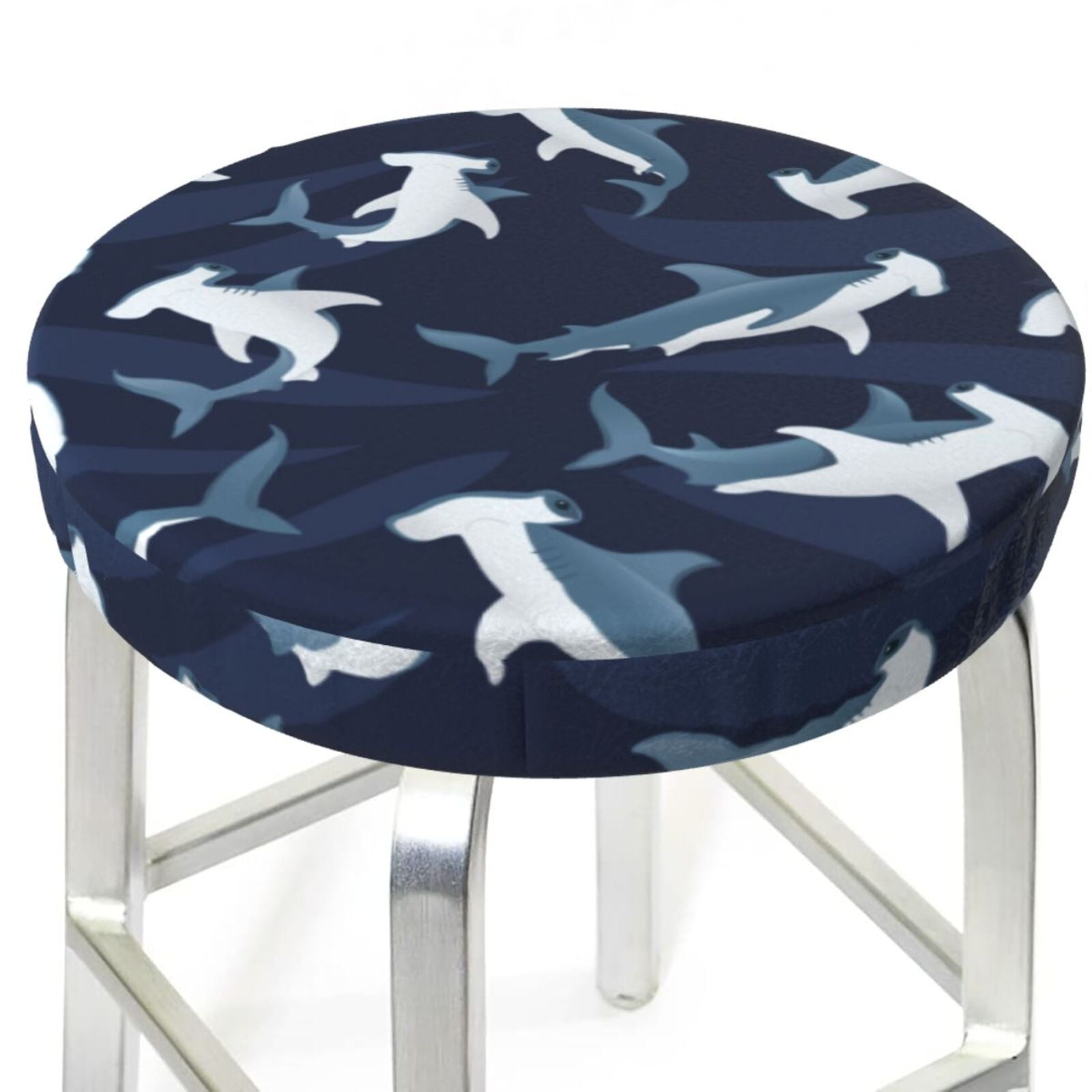 Cartoon Cute Hammerhead Shark Bar Stool Covers - Stretch Round Seat ...