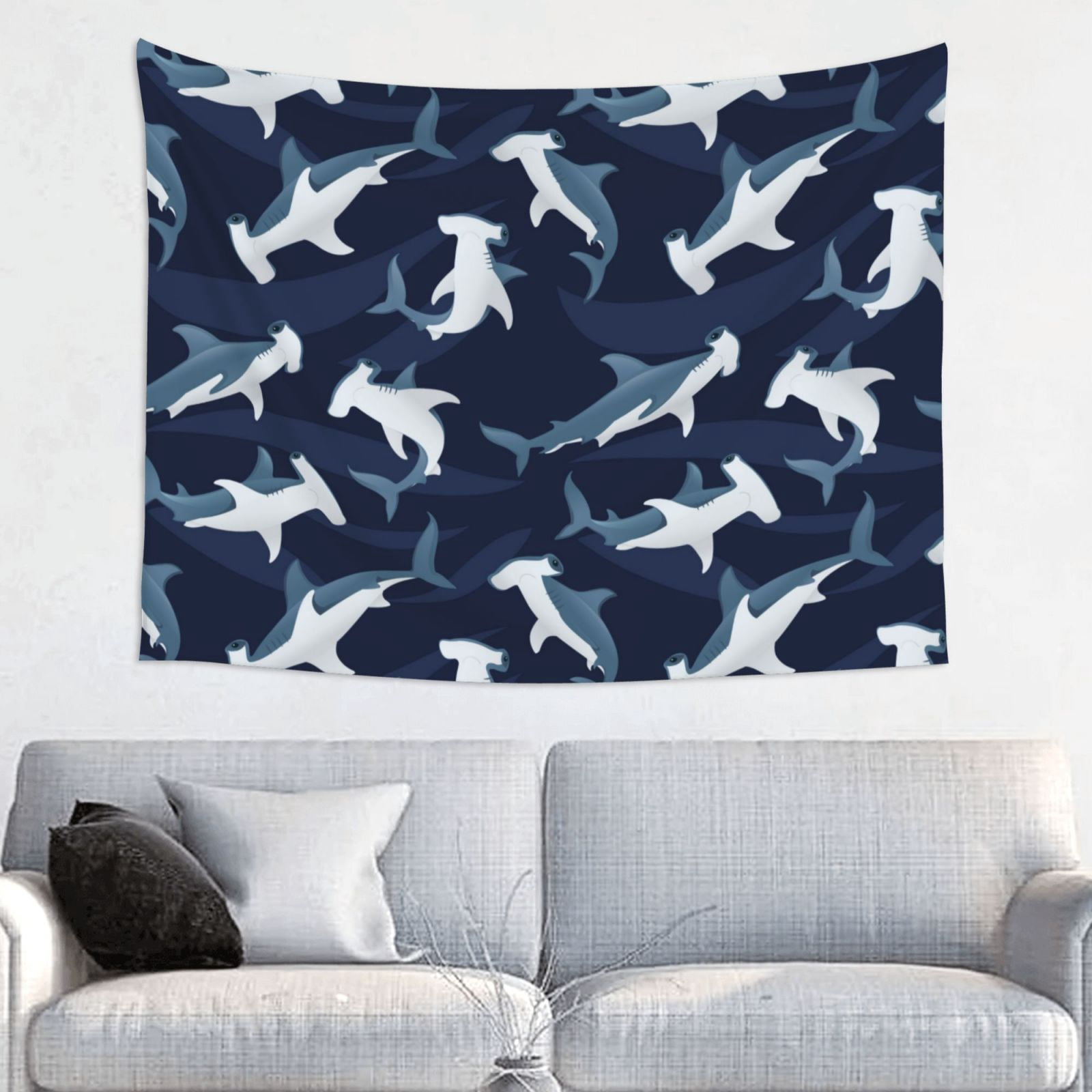 Cartoon Cute Hammerhead Shark Tapestry, Wall Tapestry Tapestry Wall ...