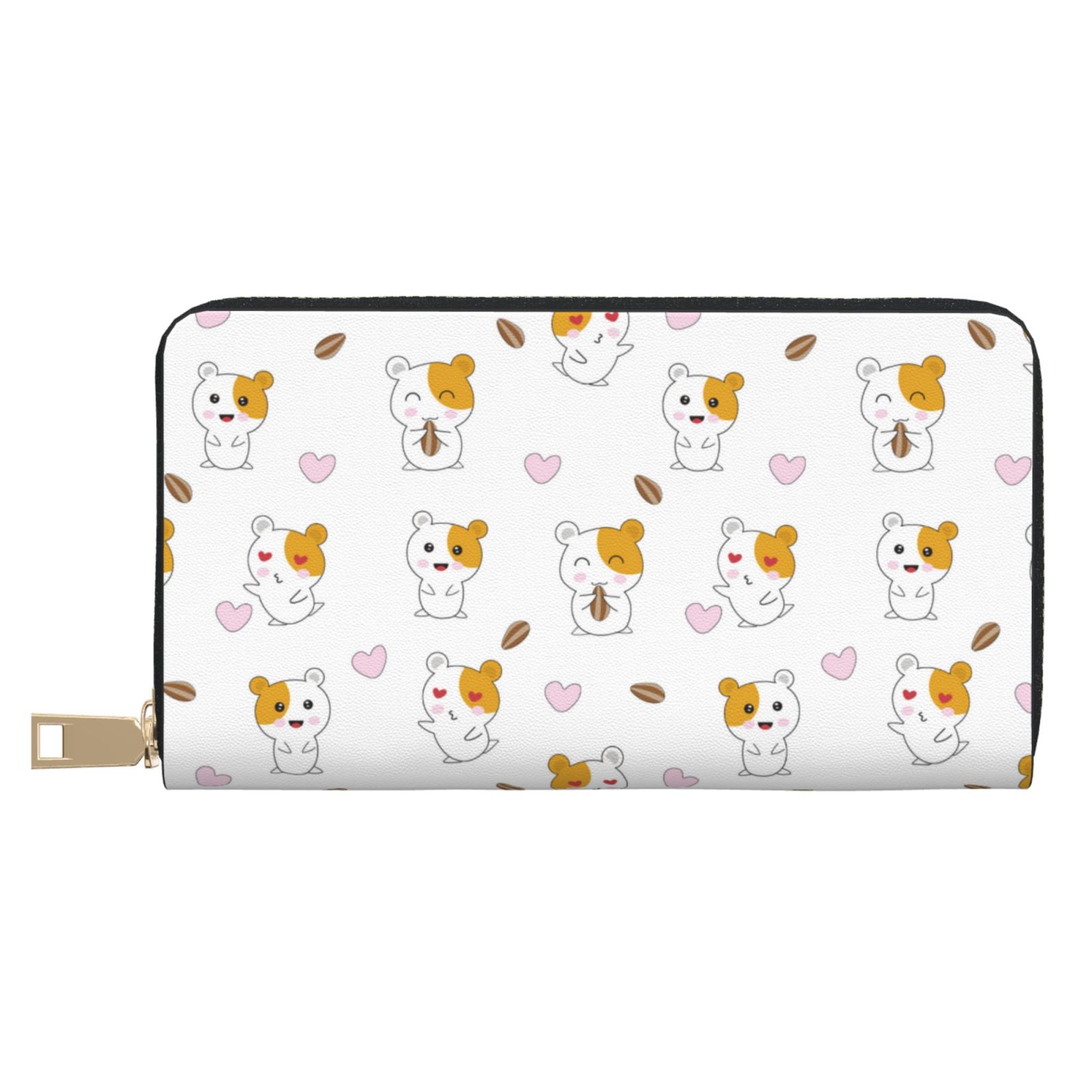 Cartoon Cute Hamster Love Wallet Women, Leather Bifold Multi Card ...