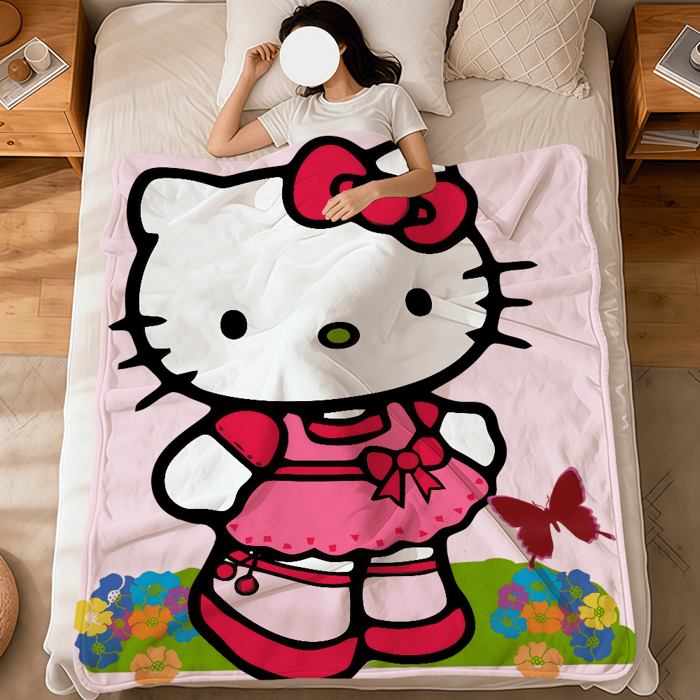 Cartoon Cute Hello Kitty Warm Soft Plush Blanket For Sofa Living Room ...