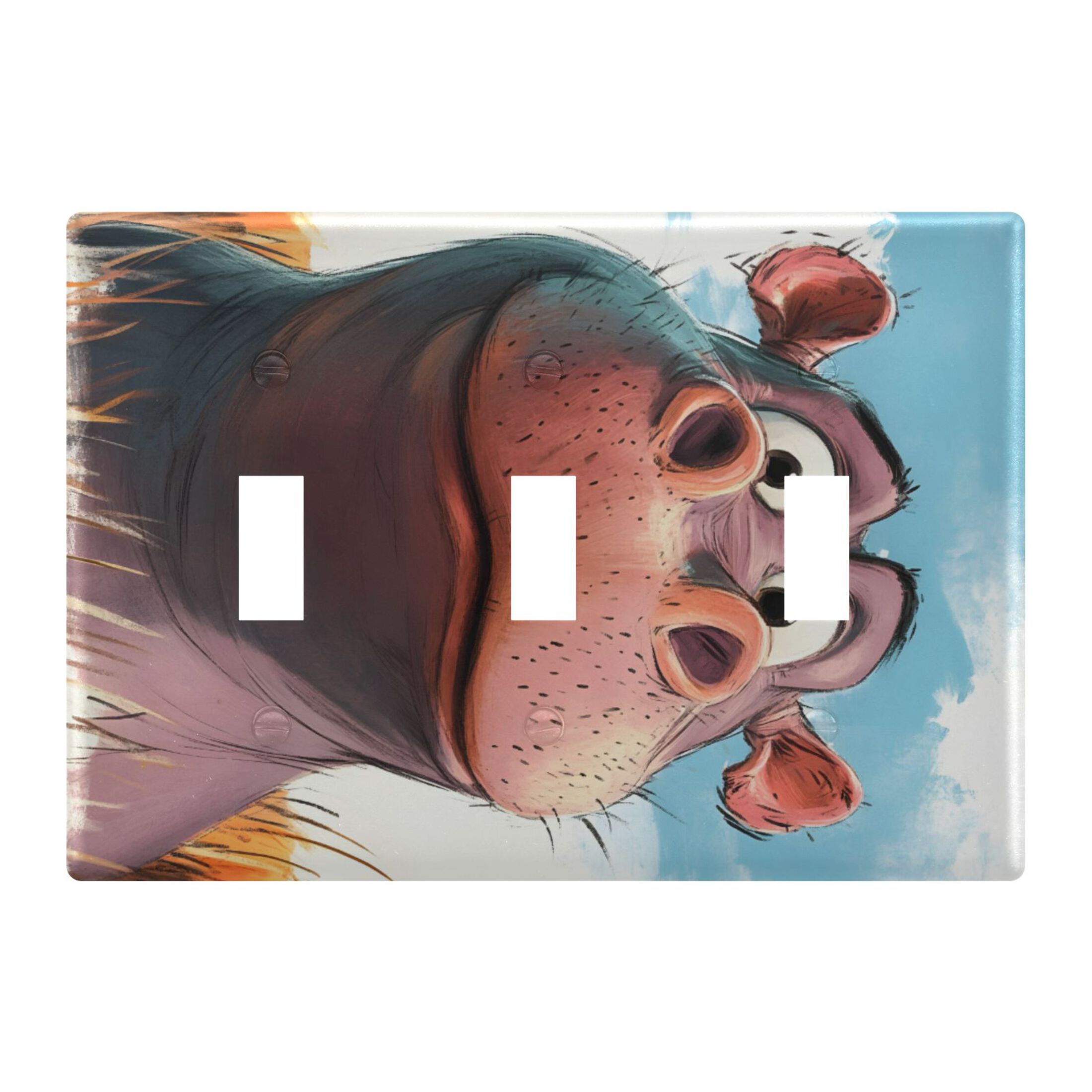 Cartoon Cute Hippo Light Switch Cover Decorative 3 Gang Wall Plate ...