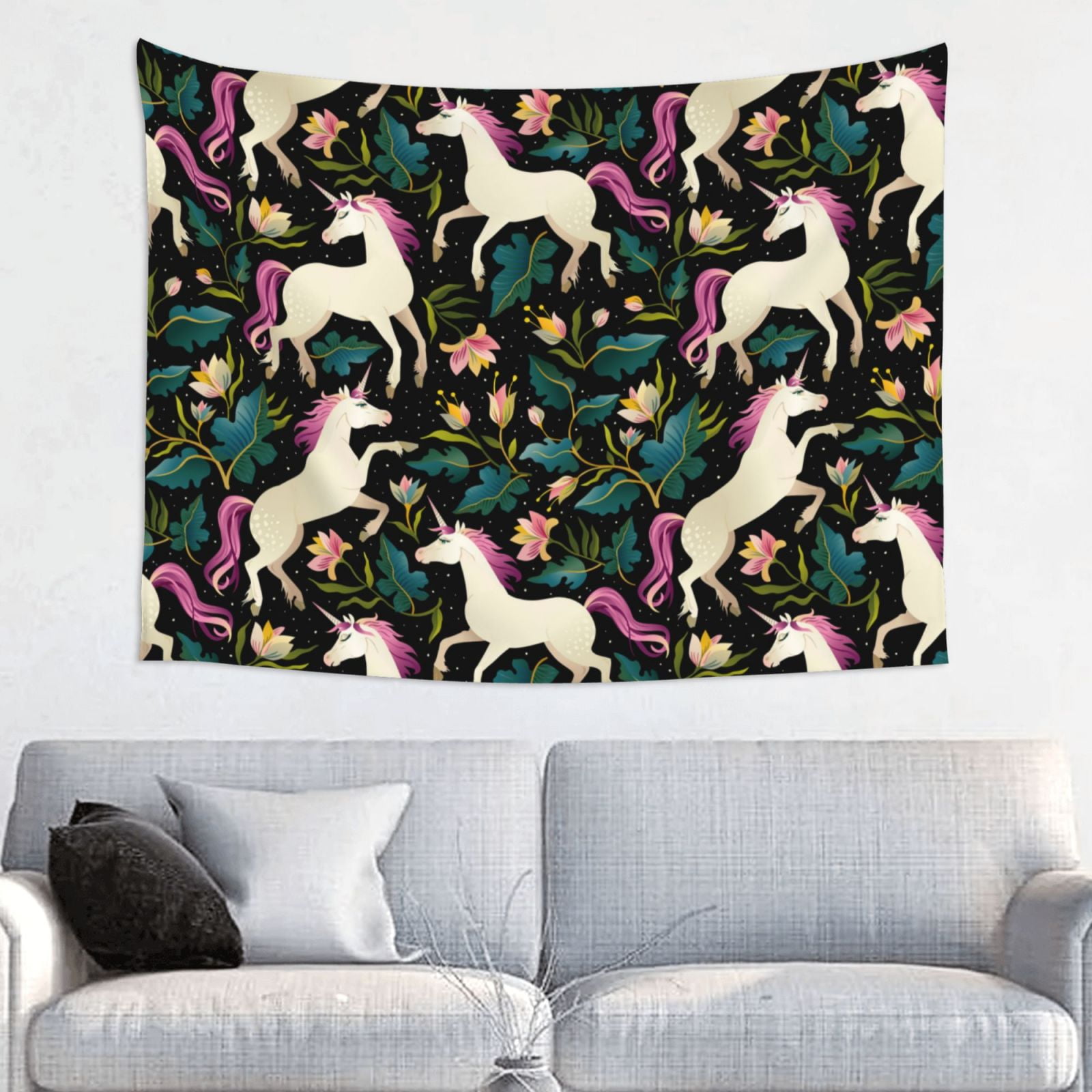 Cartoon Cute Horse Flower Plant Tapestry, Wall Tapestry Tapestry Wall ...