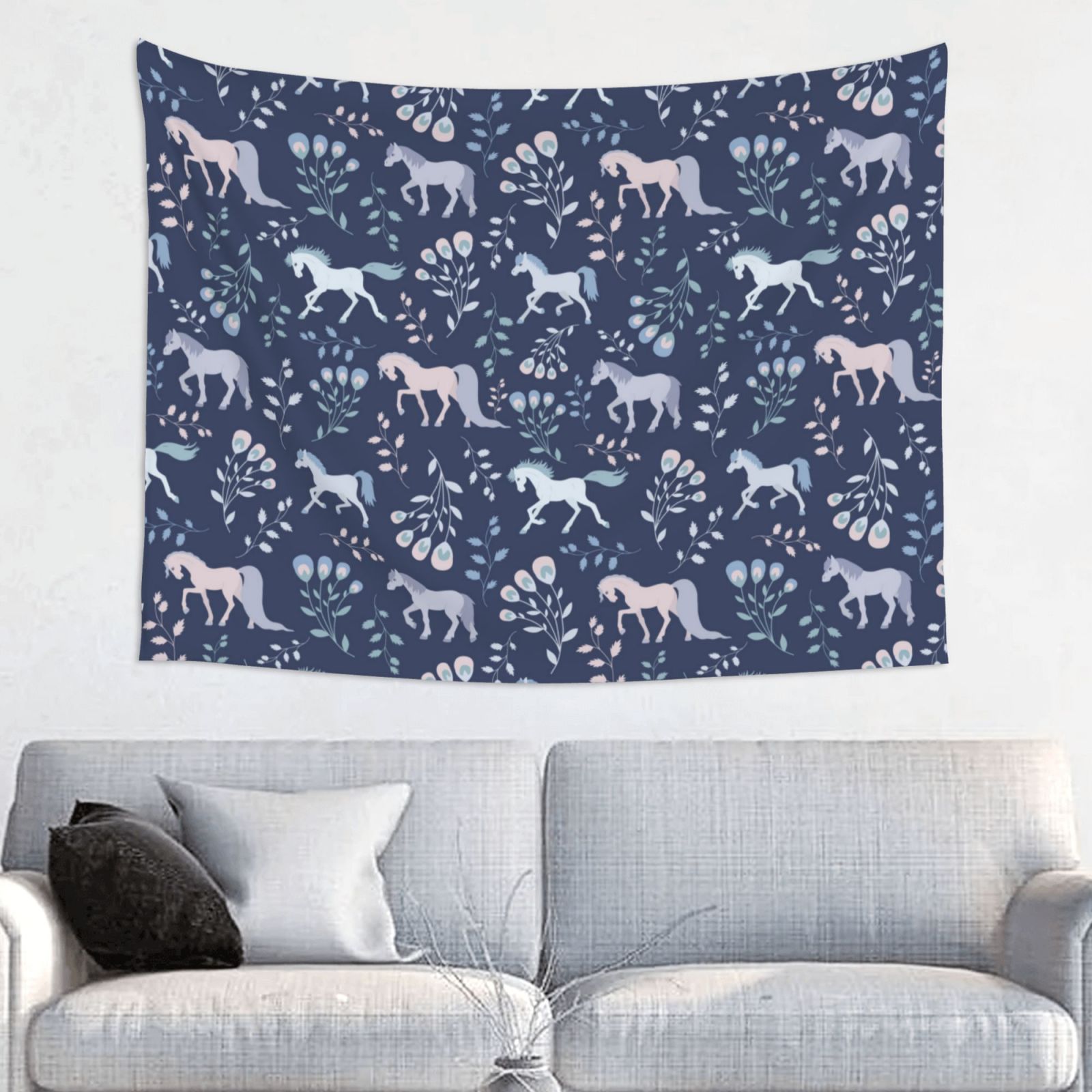 Cartoon Cute Horse Flowers_A Tapestry for Bedroom - Tapestry Wall ...