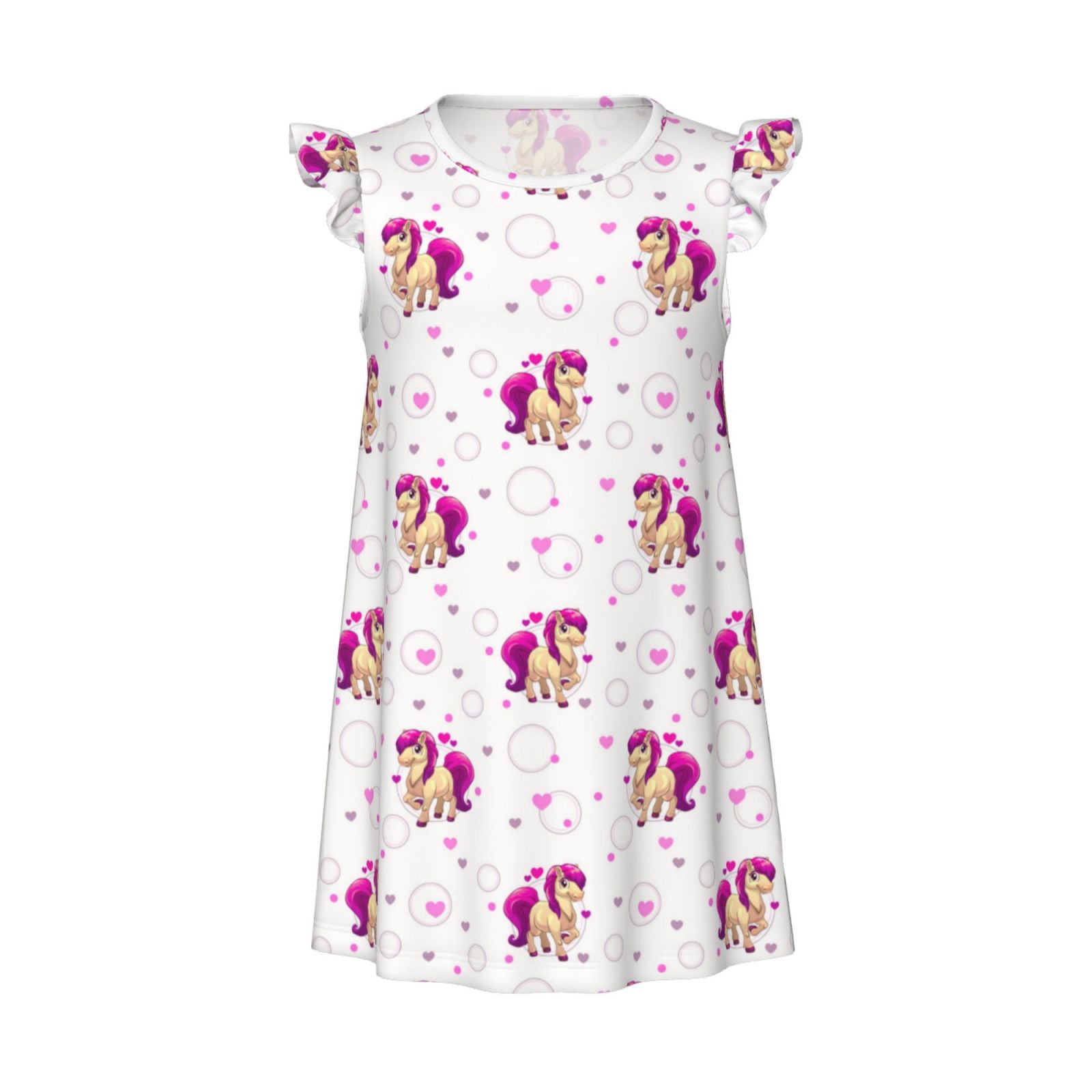 Cartoon Cute Horse Love Girls Nightgowns, Pajamas for Girls, Soft ...