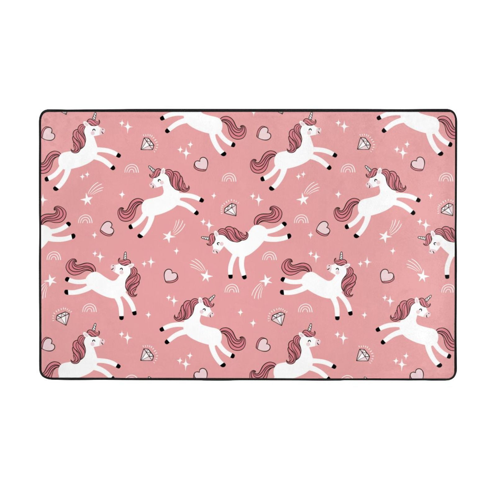 Cartoon Cute Horse Love Pink Soft Indoor Outdoor Rug, Washable Rugs for ...