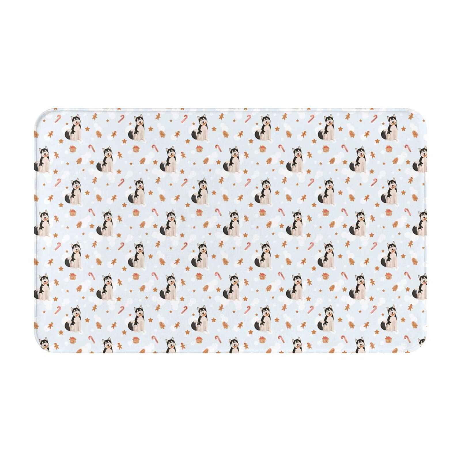 Cartoon Cute Husky Funny Bathroom Rugs 30x20, Non-Slip Absorbent Bath ...