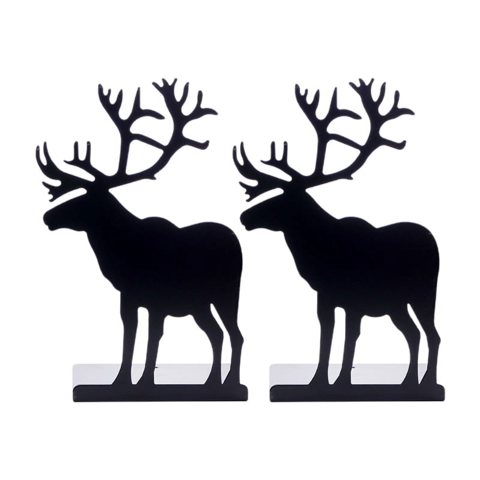 Cartoon Cute Iron Elk Moose Pattern Nonskid Metal Office Desk Bookends ...