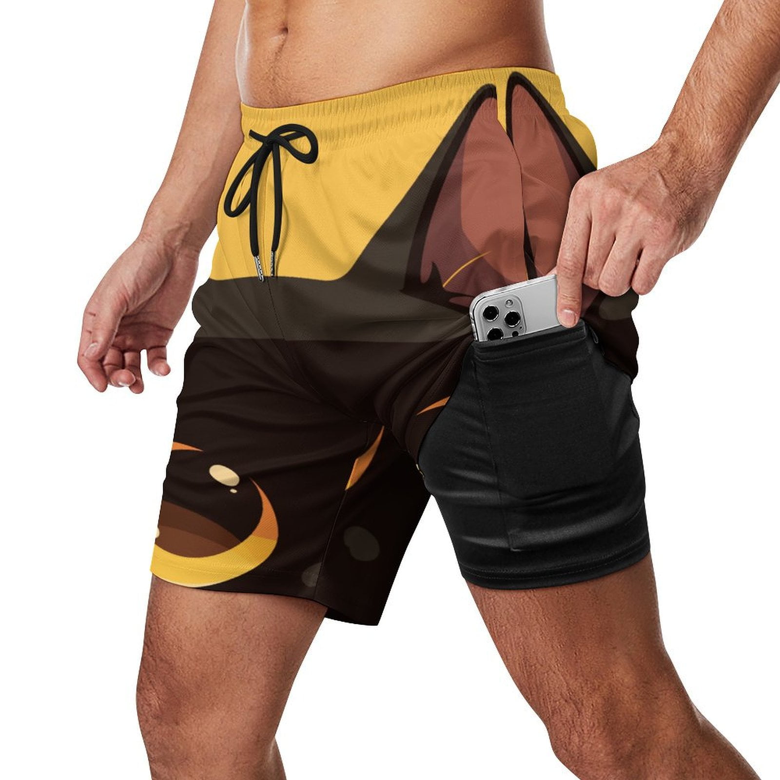 Cartoon Cute Kitten Quick Dry Swimming Shorts For Men Swimwear Swimsuit ...