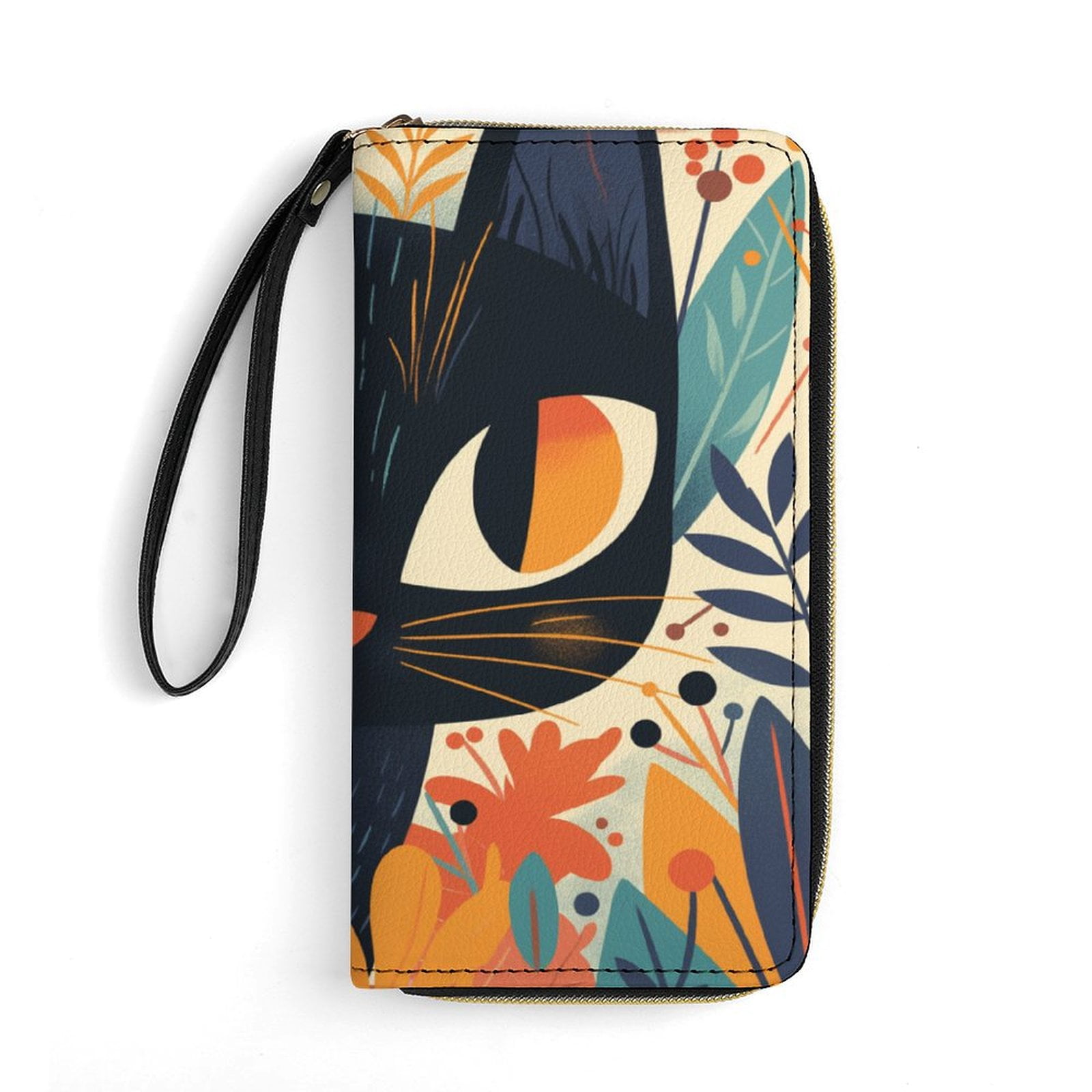 Cartoon Cute Kitten Wallet for Womens PU Leather Zip Around Wallers ...