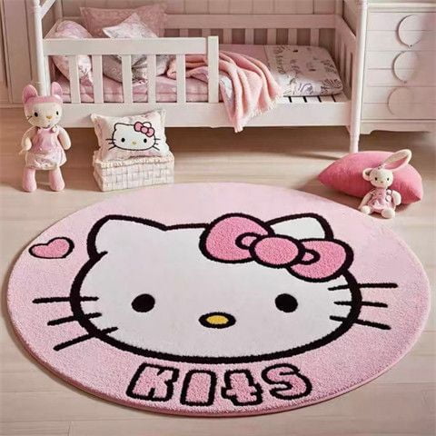 Cartoon Cute Kitty Cat Round Carpet Home Use Rug Decorative Bedroom ...