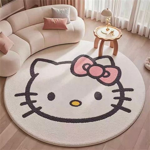 Cartoon Cute Kitty Cat Round Carpet Home Use Rug Decorative Bedroom ...
