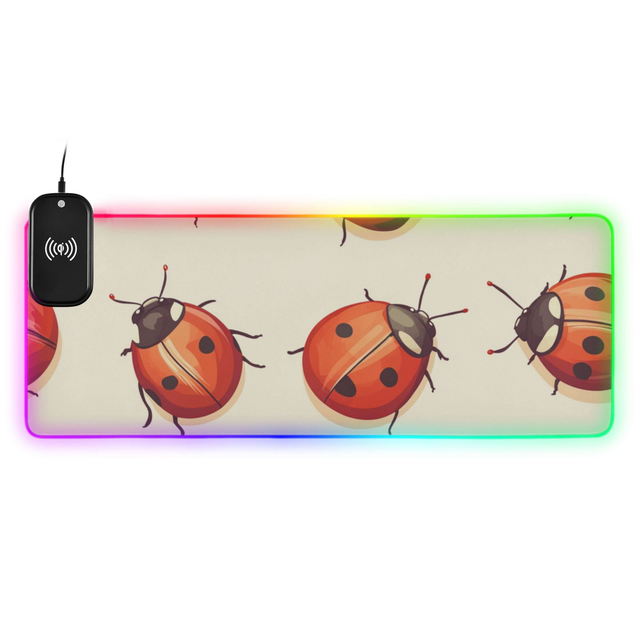 Cartoon Cute Ladybugs Wireless Charging RGB Gaming Mouse Pad Large ...