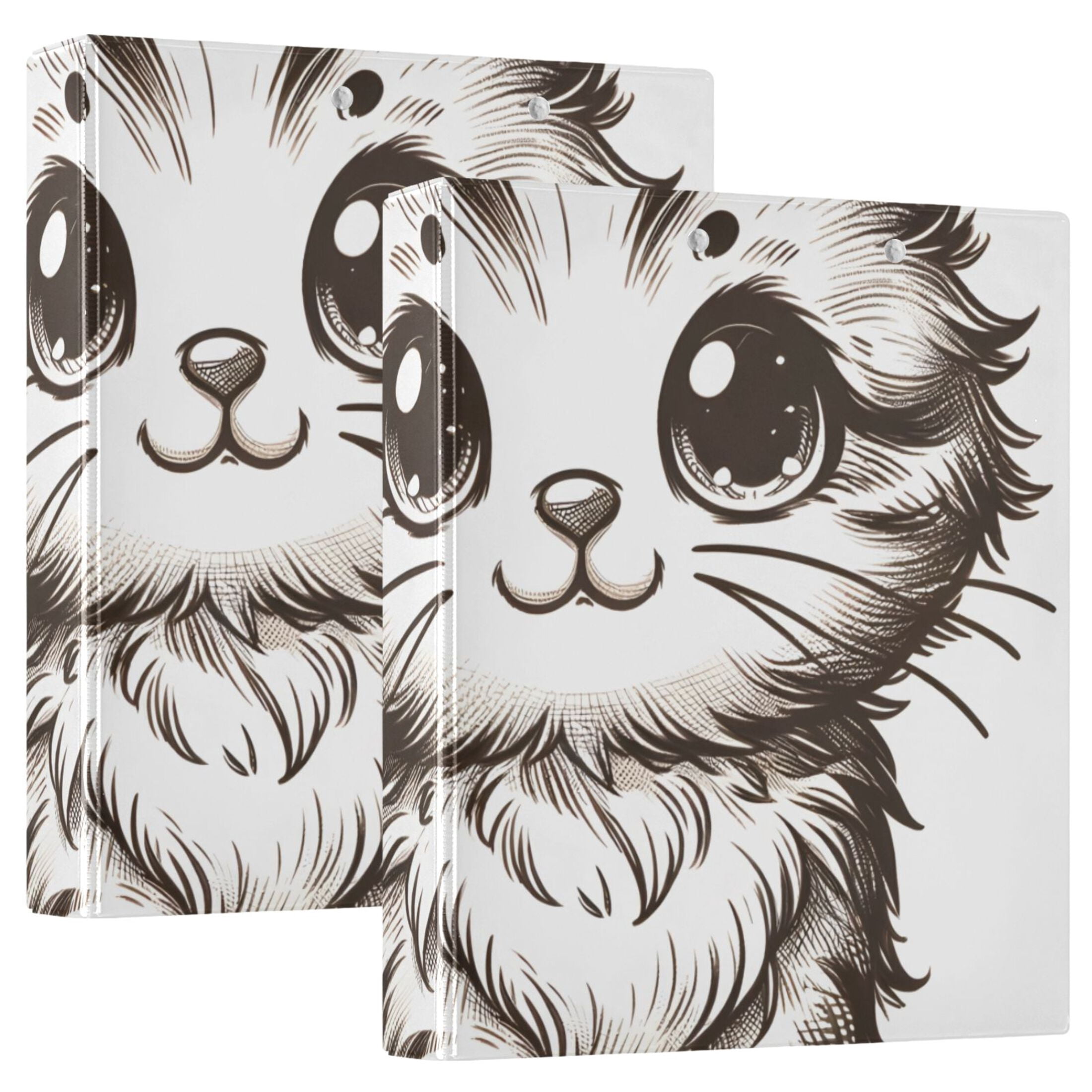 Cartoon Cute Little Cat 3 Ring Binders 1.5 inch Hardcover File Folders ...
