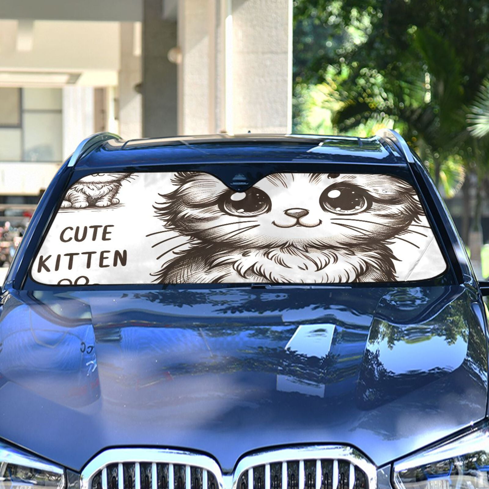 Cartoon Cute Little Cat Automotive Front Car Windshield Sun Shade Reflector Foldable for Front ...