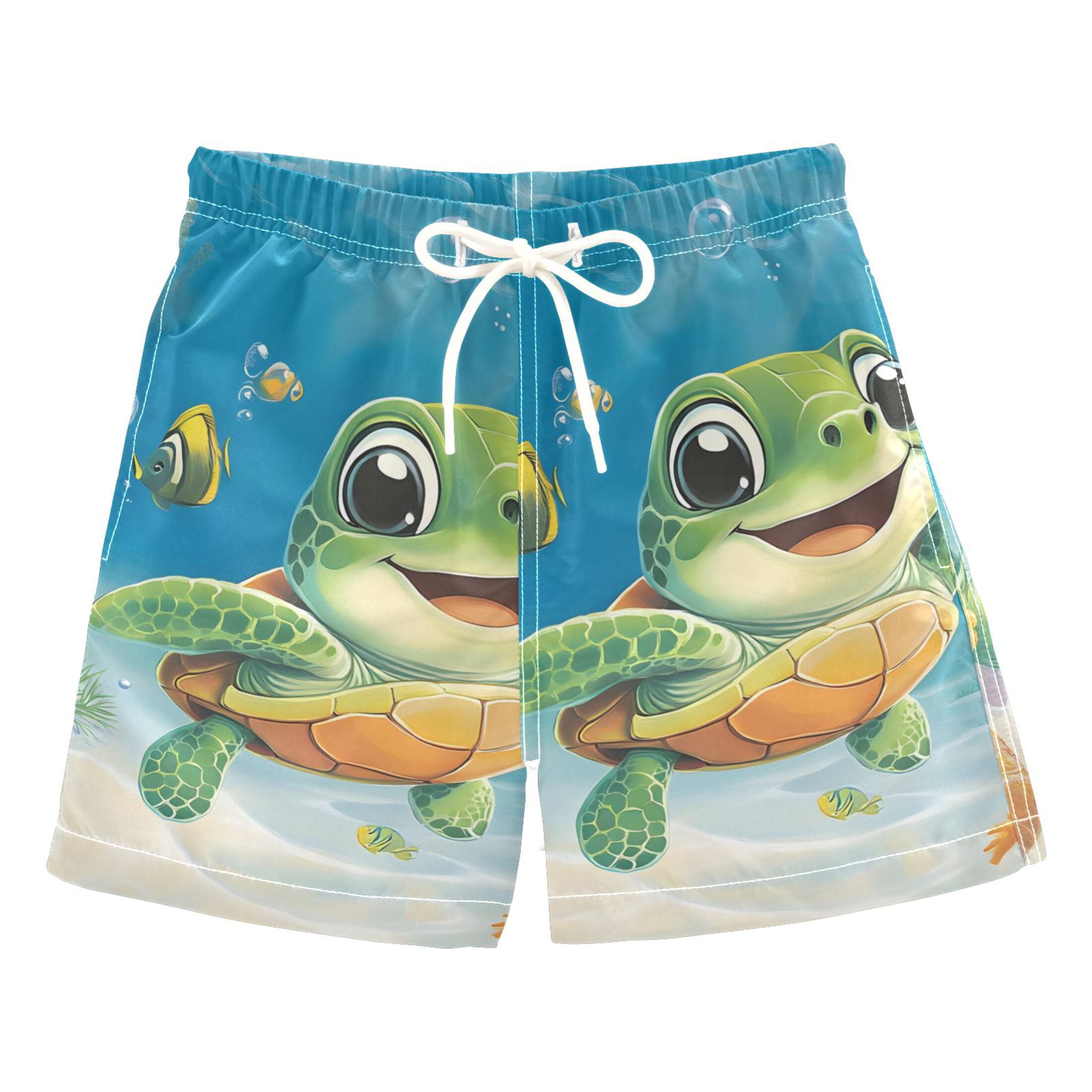 Cartoon Cute Little Green Turtle Boys Swim Trunks Quick Dry Boy Swim ...