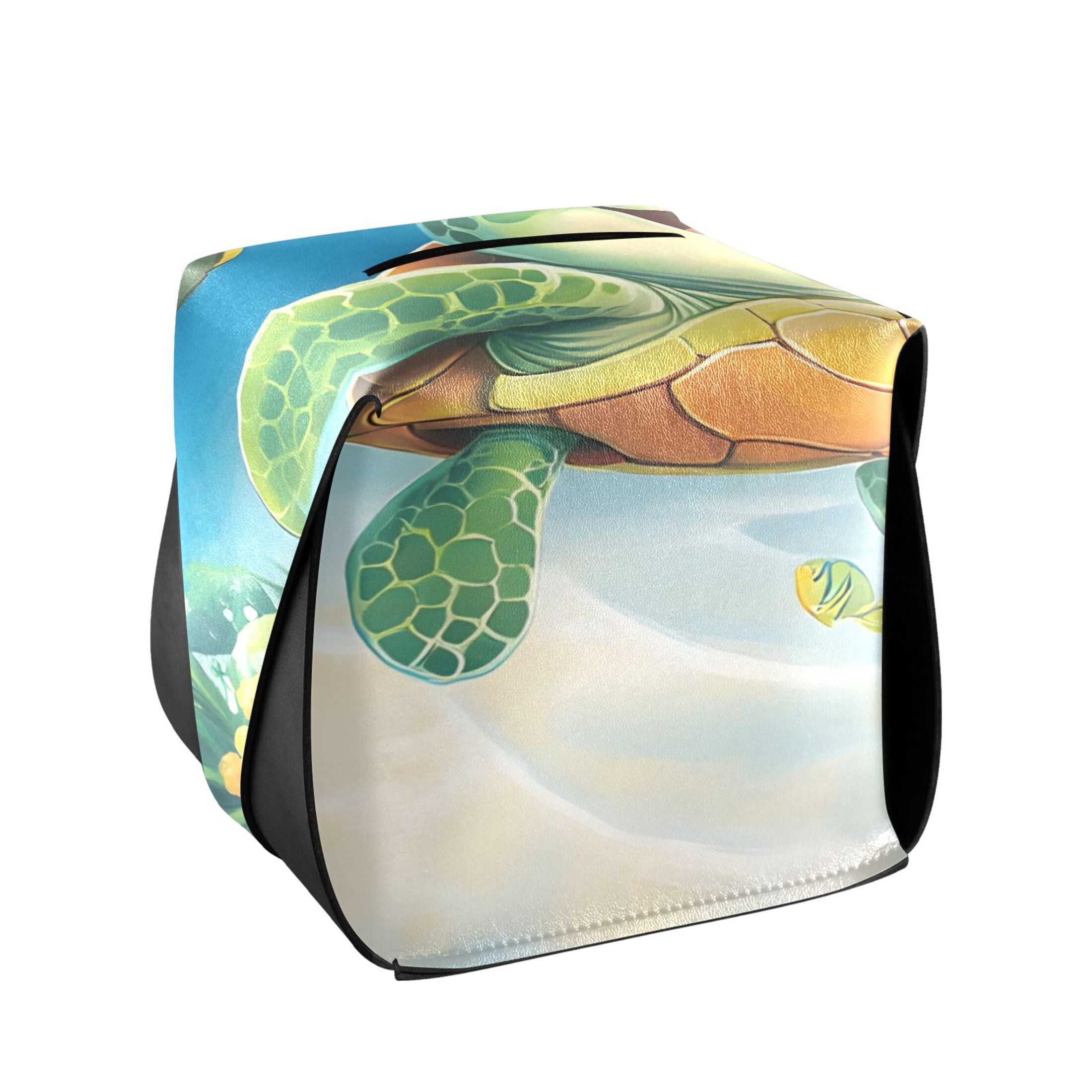 Cartoon Cute Little Green Turtle Tissue Box Cover Leather Square ...