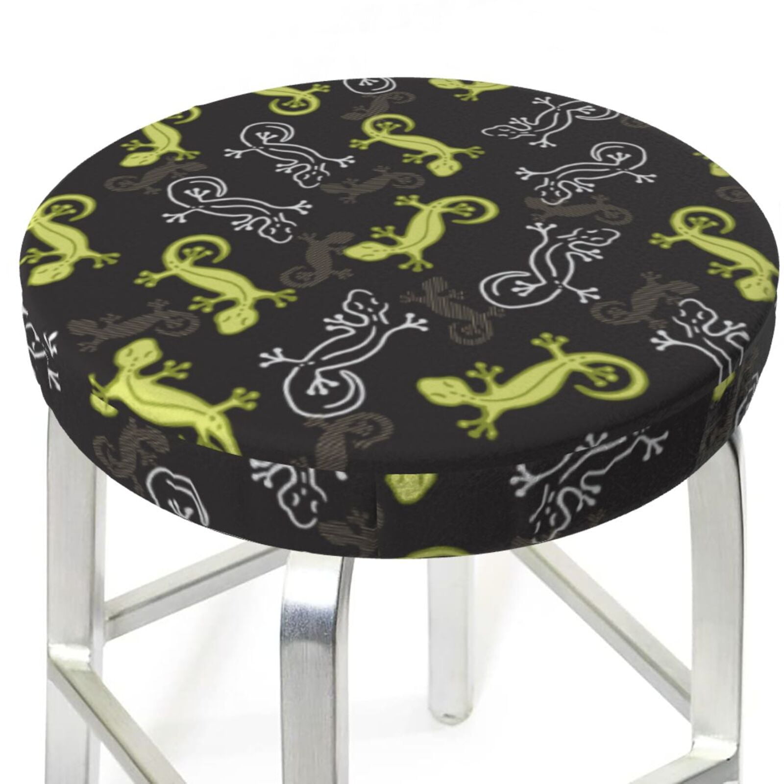 Cartoon Cute Lizard Gecko_A Round Bar Stool Covers, Soft Velvet Bar ...