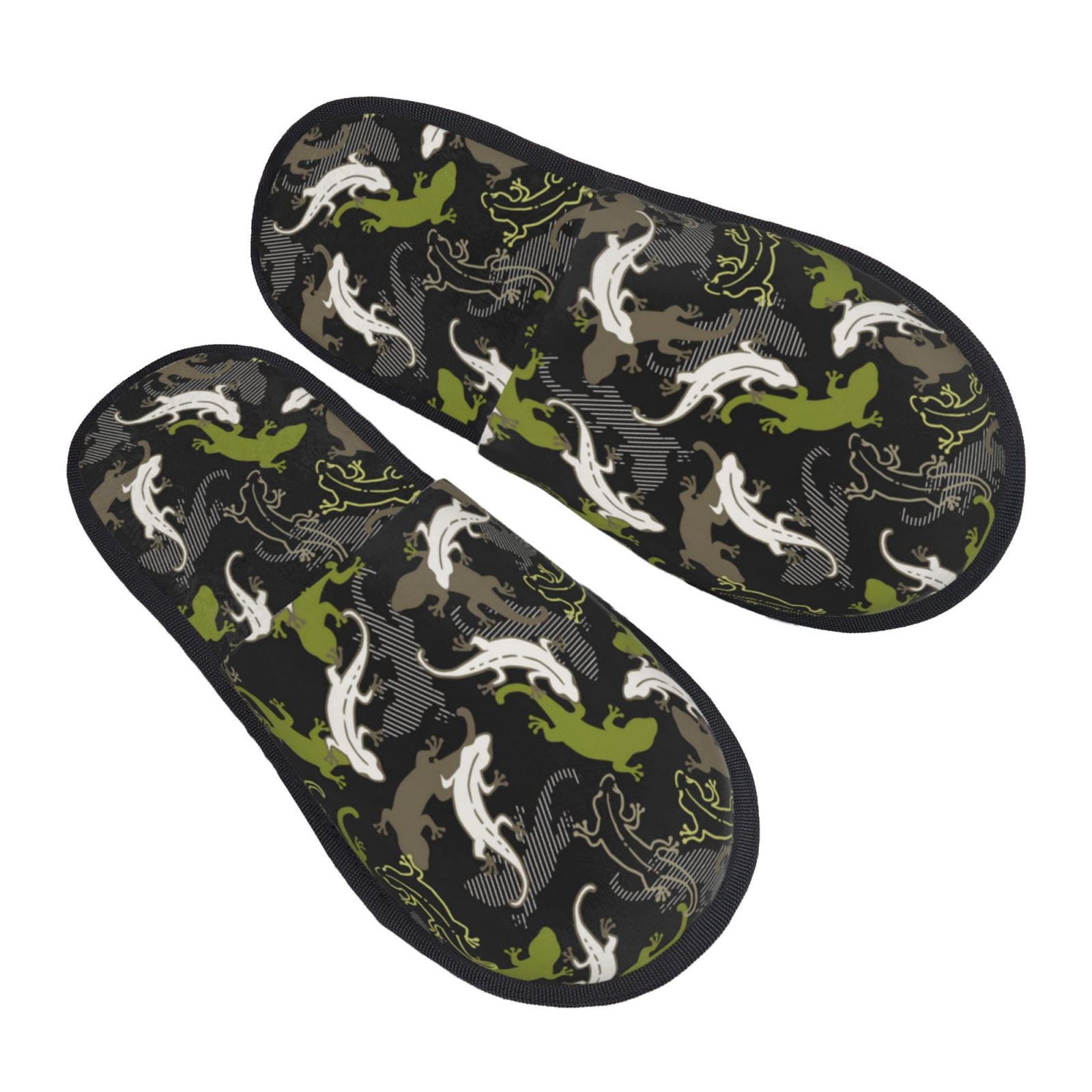 Cartoon Cute Lizard Gecko Green House Slippers for Women Indoor, Fuzzy ...