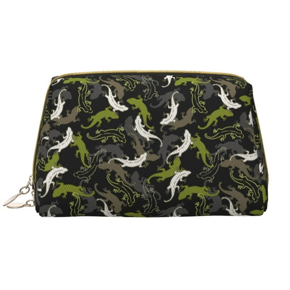 Cartoon Cute Lizard Gecko Green Makeup Bag, Large Capacity Cosmetic Bag ...