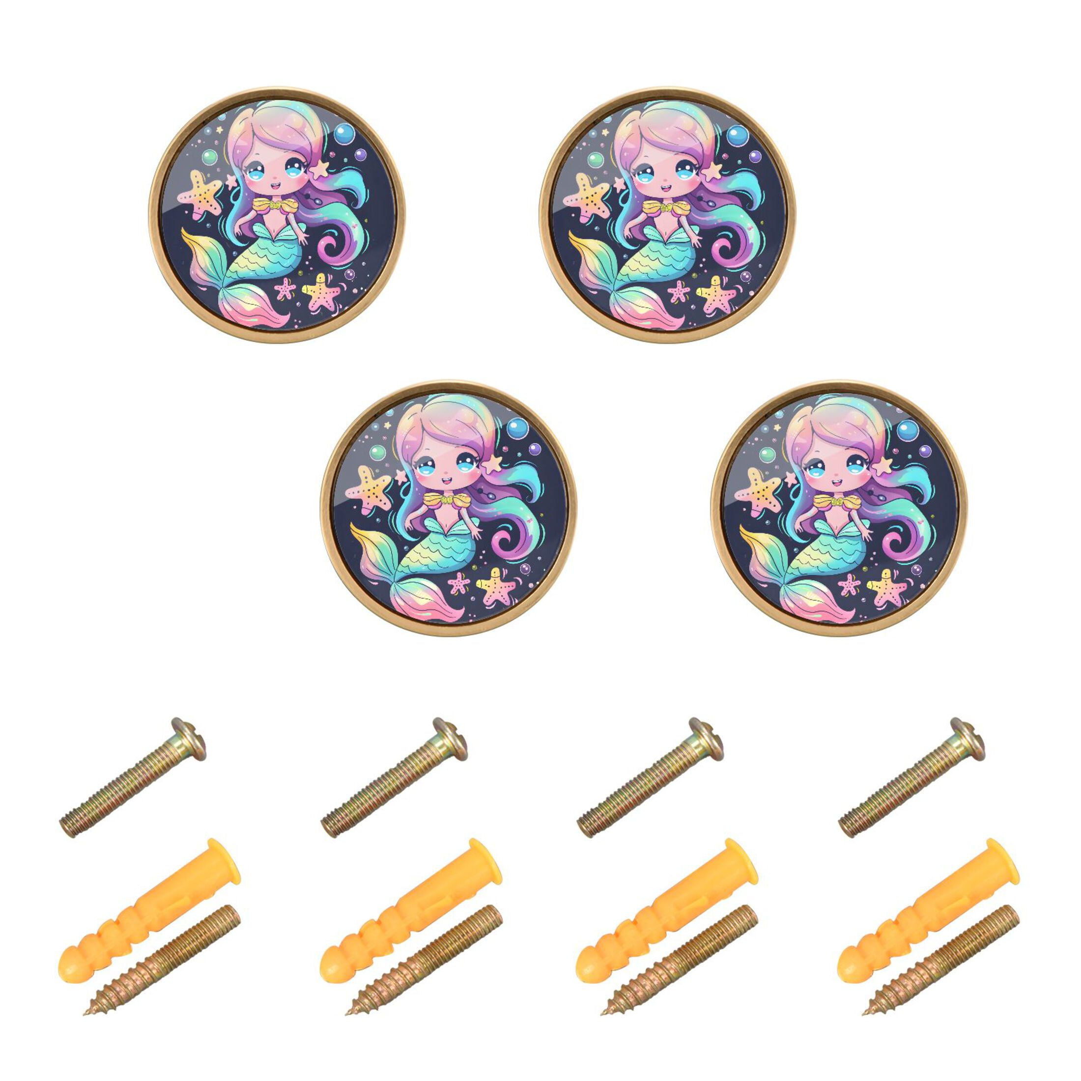 Cartoon Cute Mermaid Cabinet Knobs Sets Kitchen Pulls Dresser Drawer ...