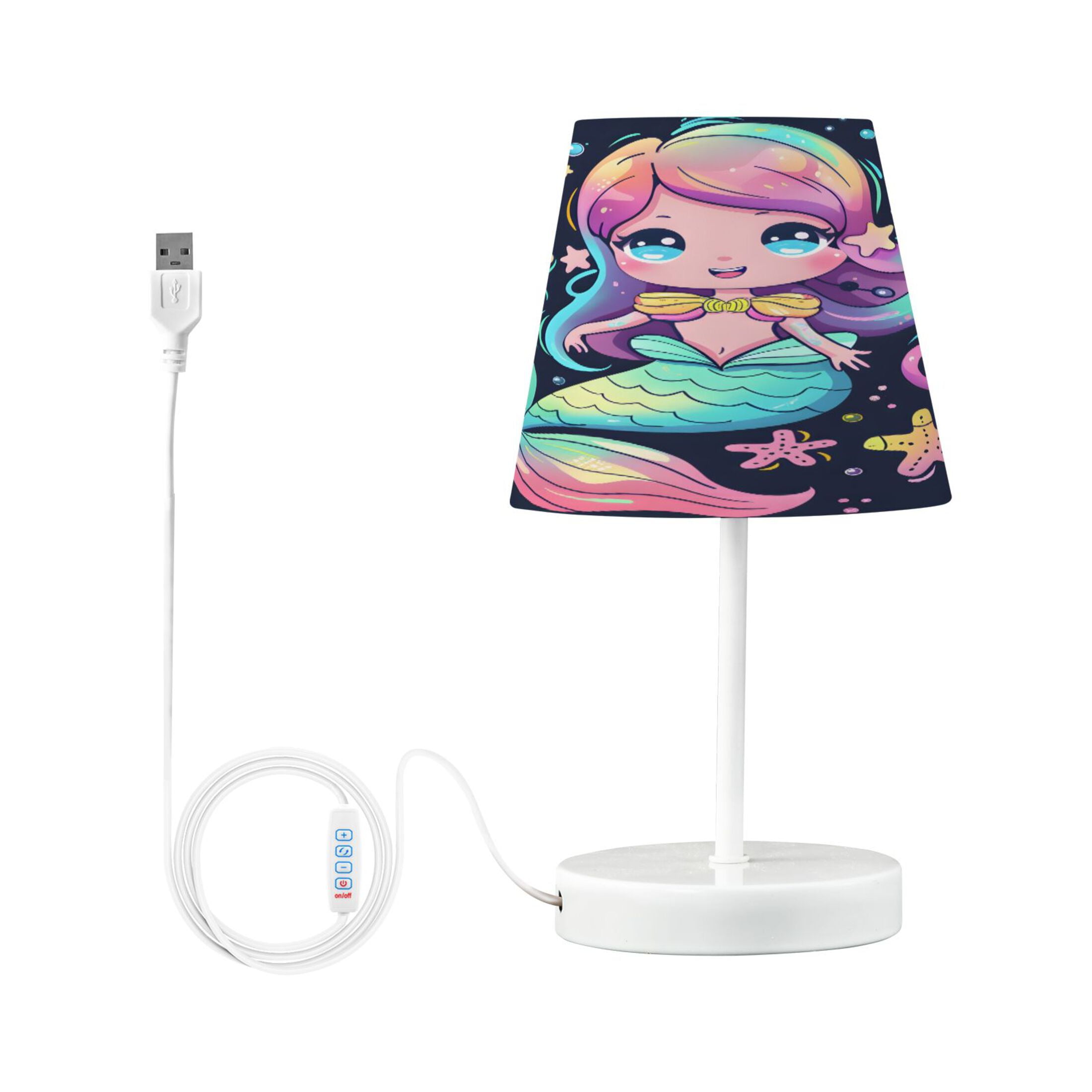 Cartoon Cute Mermaid Desk Lamp LED Table Nightstand Lamps with 3 Color ...