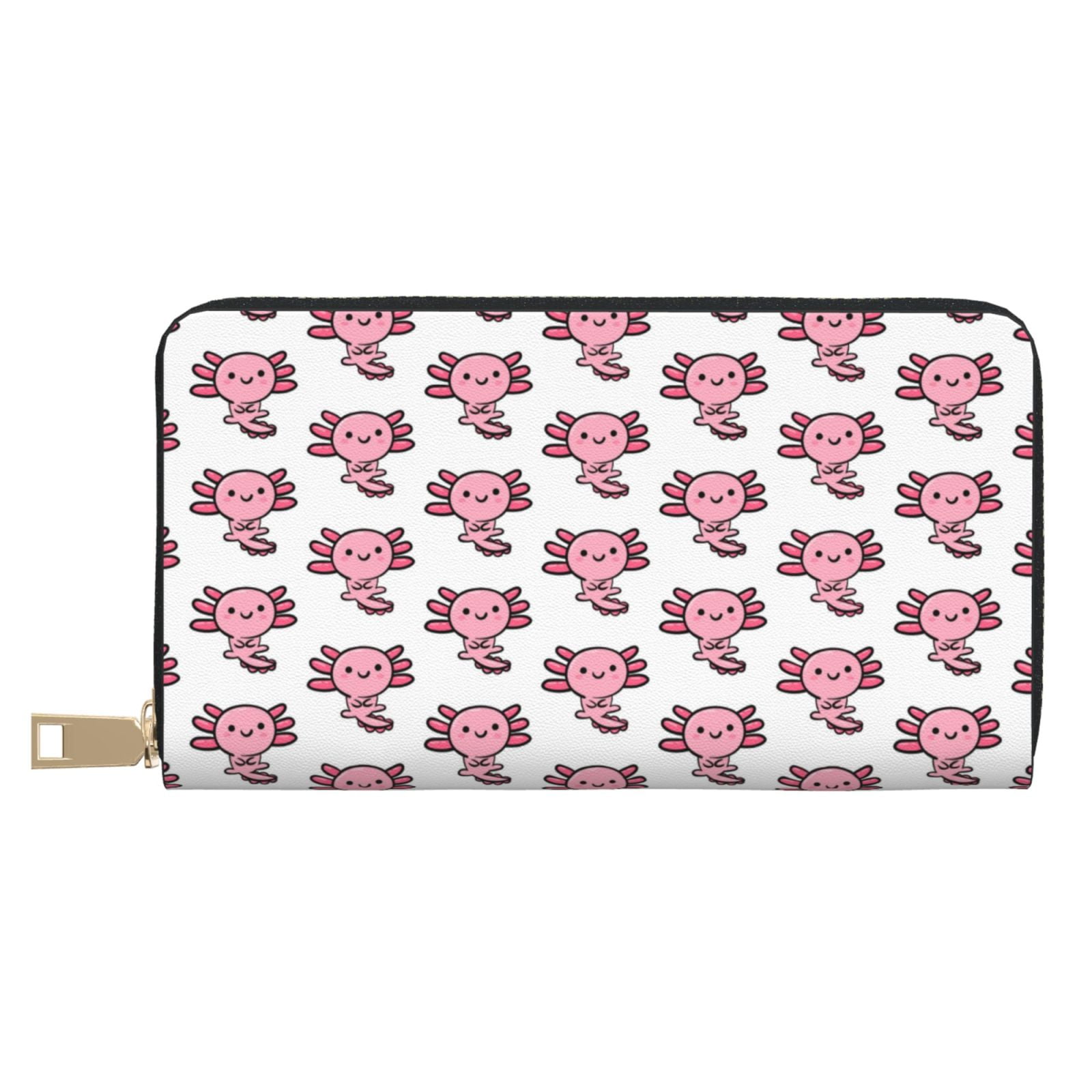 Cartoon Cute Newt Pink Wallet Women, Leather Bifold Multi Card Wallet ...