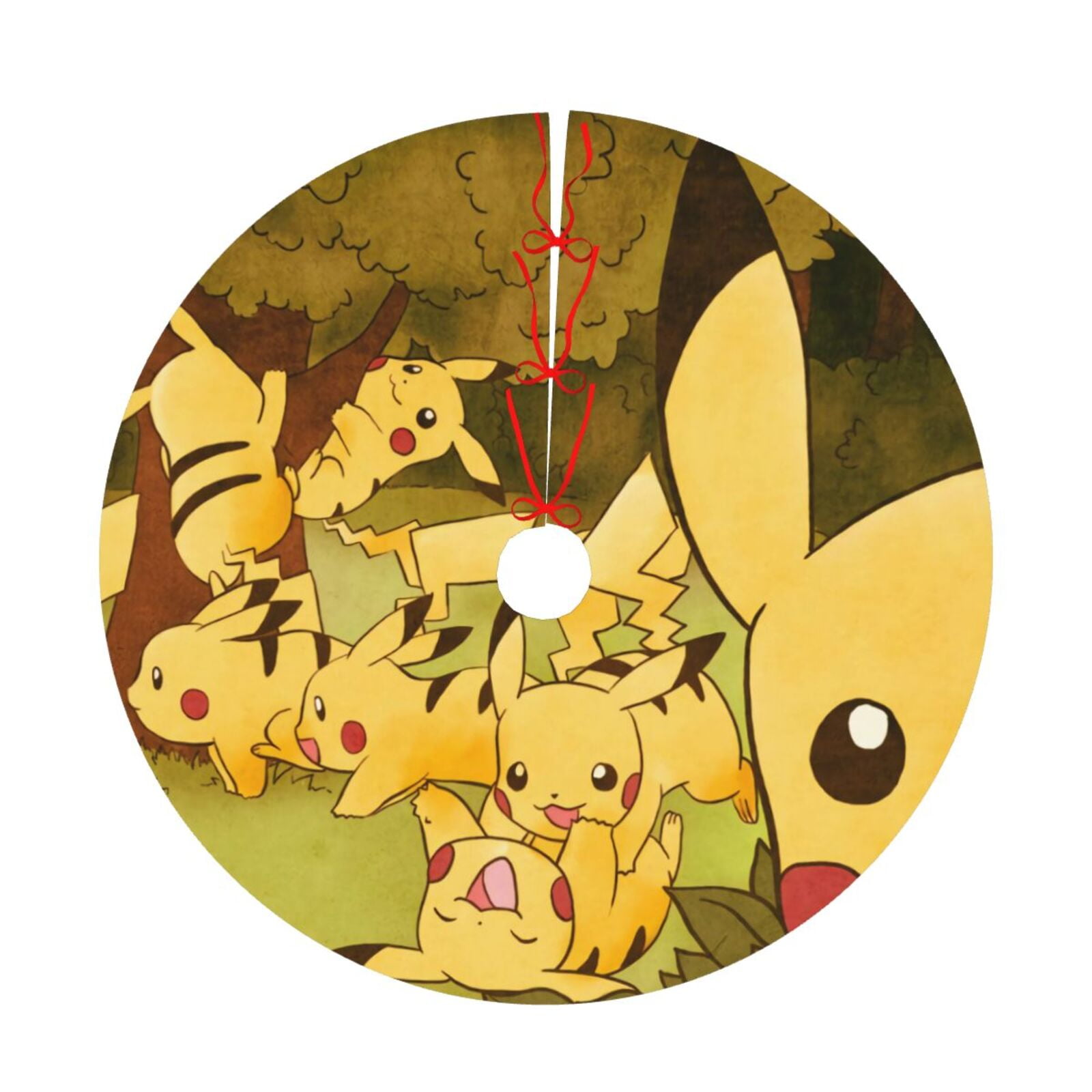 Cartoon Cute P-okémon-Pikachu Christmas Tree Skirt 30 Inch,Soft and ...