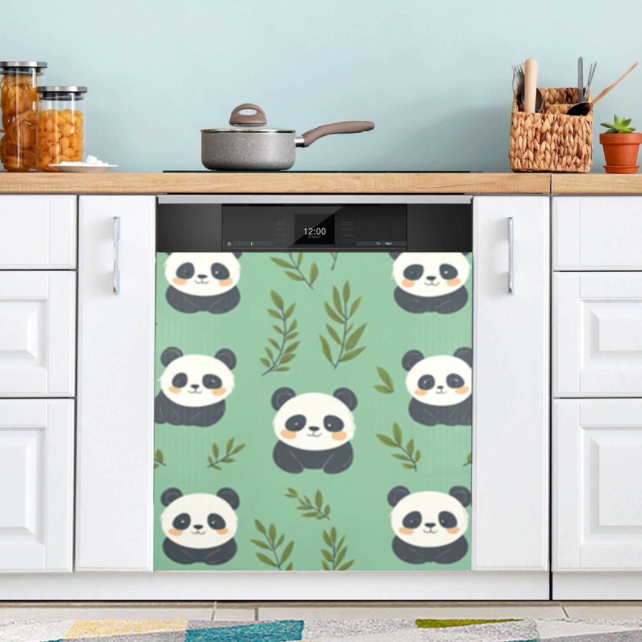 Cartoon Cute Panda Christmas Dishwasher Magnet Cover Reuseable ...