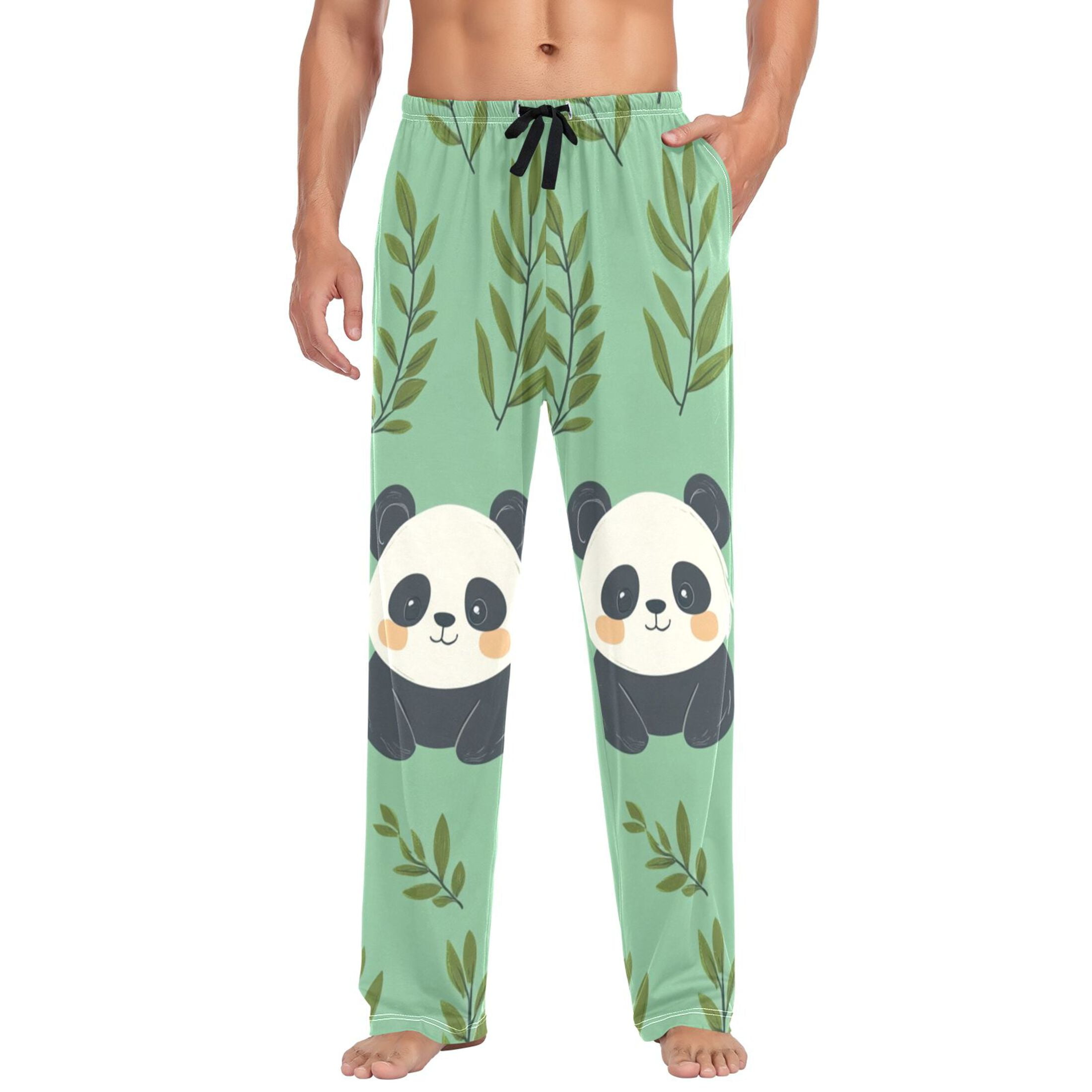 Cartoon Cute Panda Mens Cotton Pajama Pant Sleep and Lounge Bottons ...