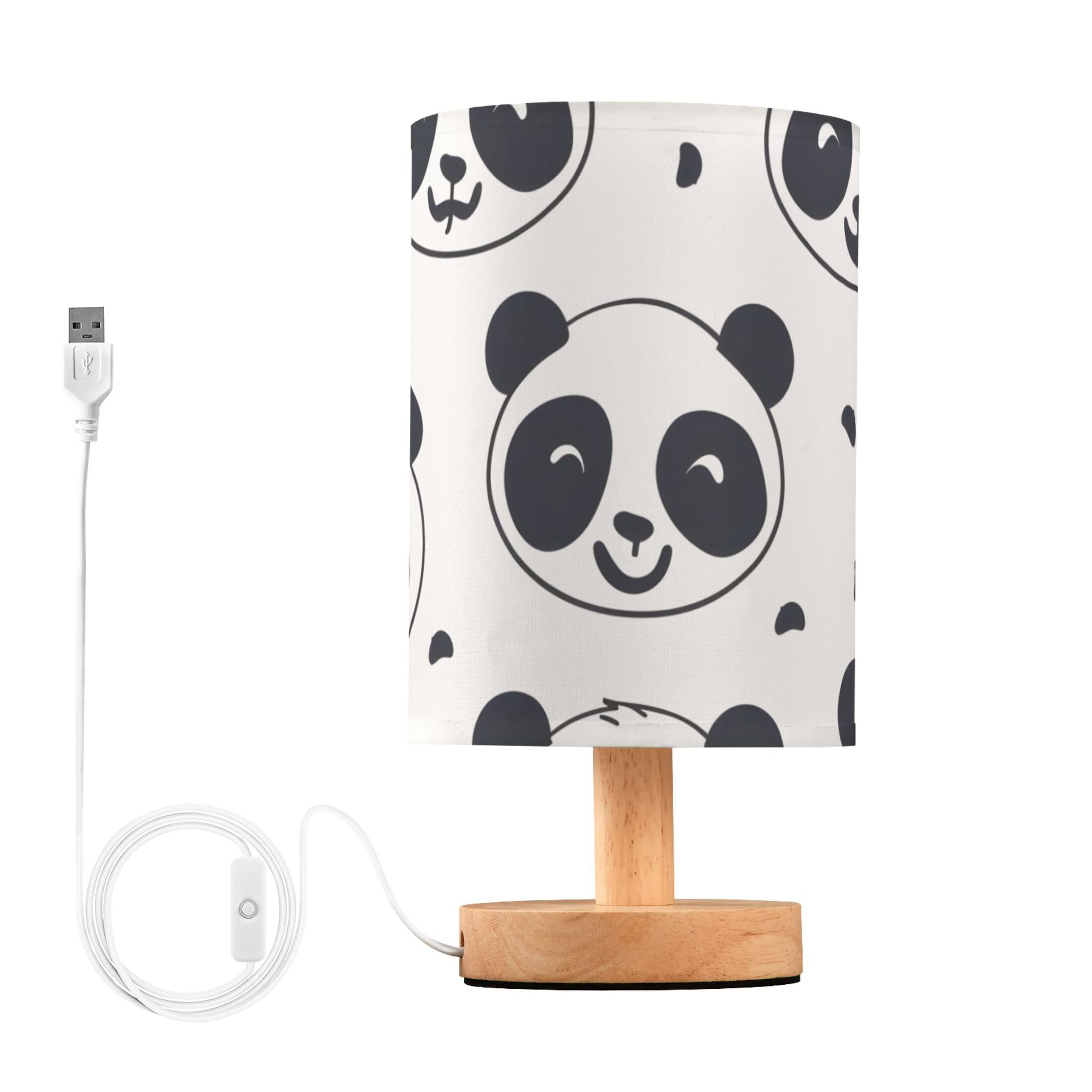 Cartoon Cute Pandas Face Bedside Desk Lamp LED Table Nightstand Lamps ...