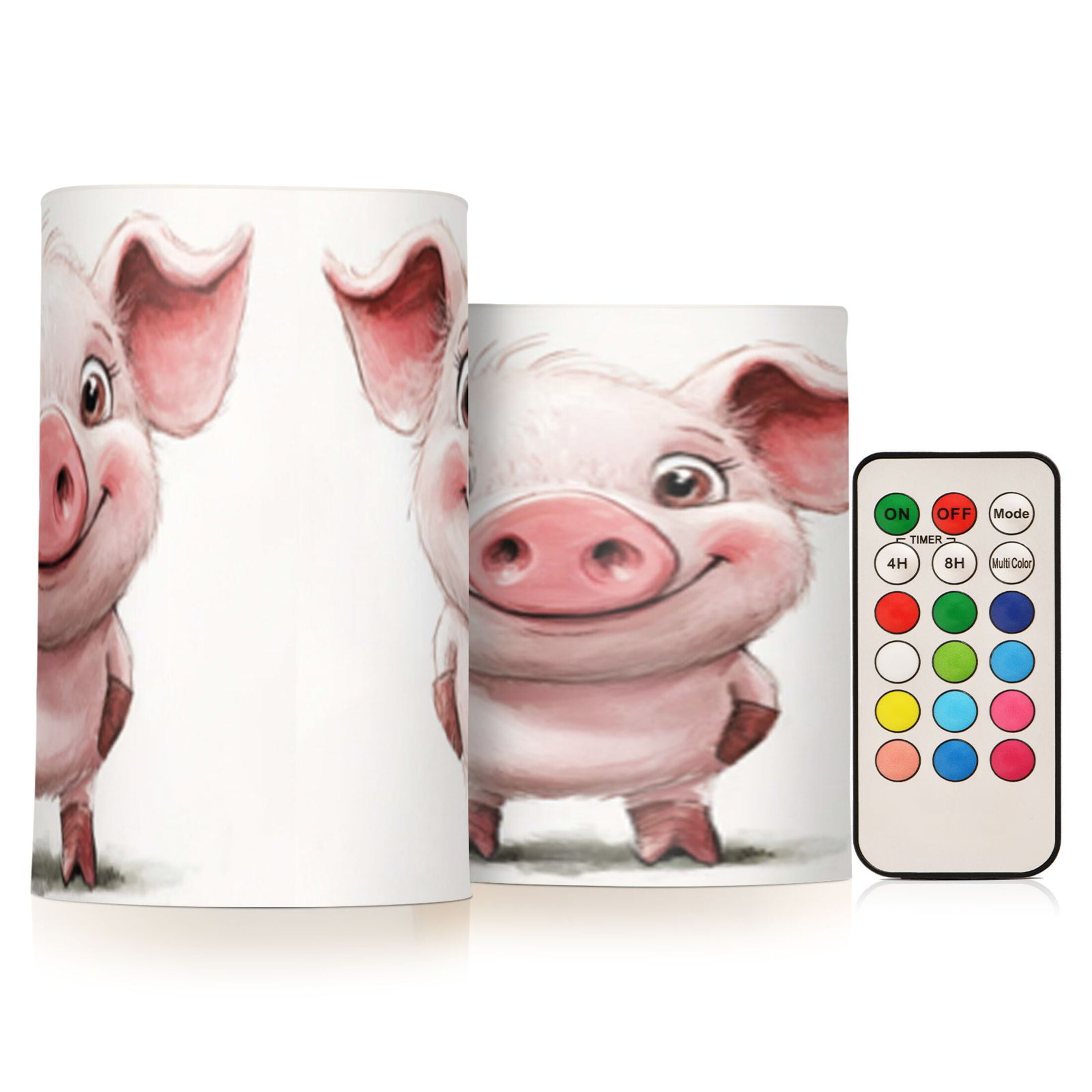 Cartoon Cute Pig Flickering Flameless Candles Battery Operated with ...