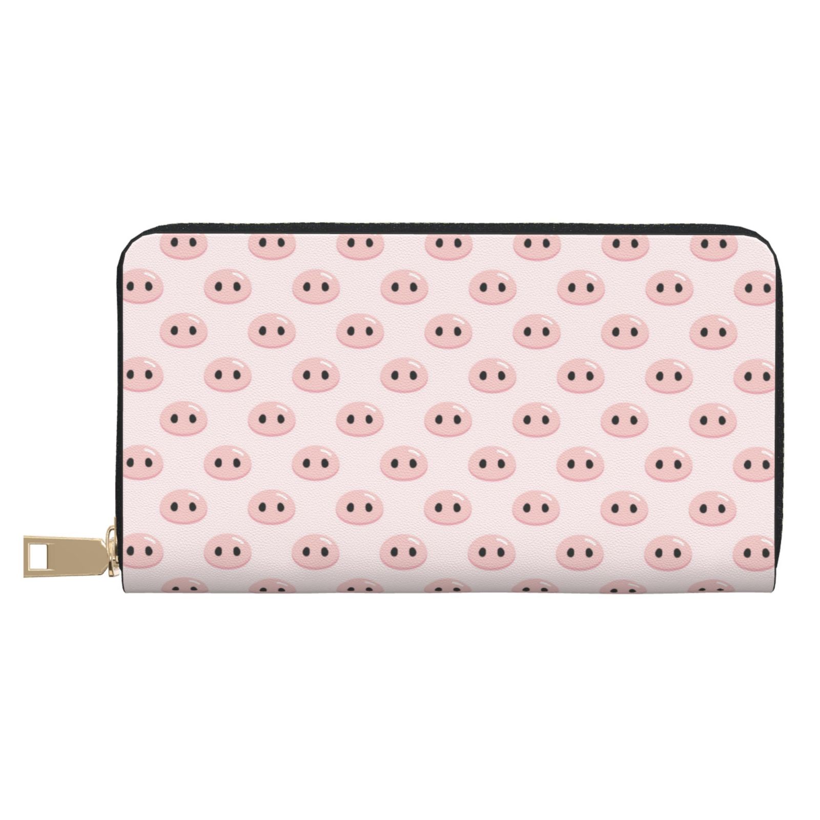Cartoon Cute Pig Nose Pink Wallet Women, Leather Bifold Multi Card ...