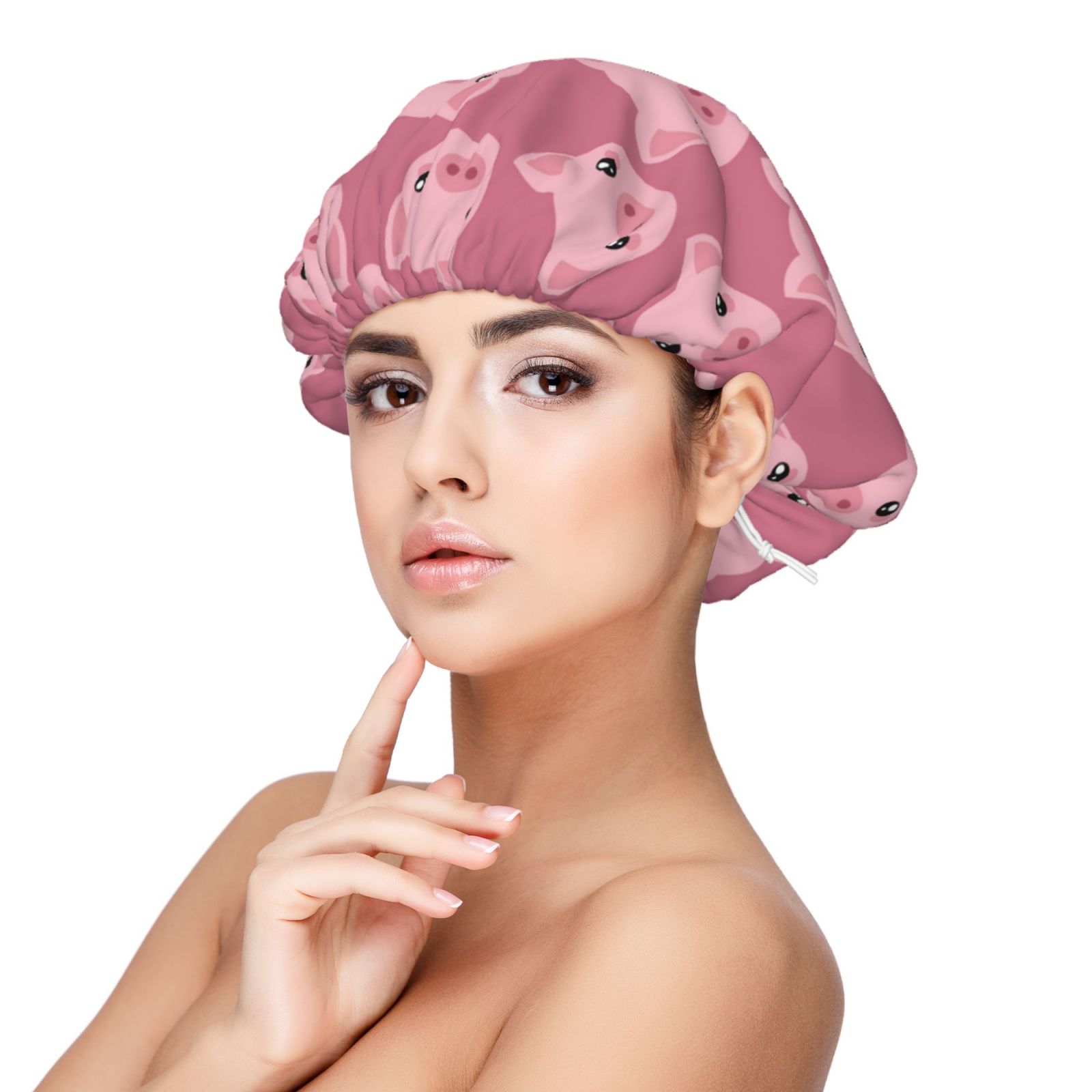Cartoon Cute Pig Pink Silk Bonnet for Sleeping Women Men, Adjustable ...