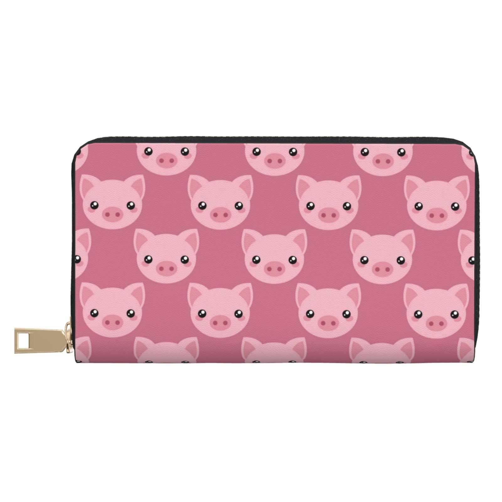 Cartoon Cute Pig Pink Wallet Women, Leather Bifold Multi Card Wallet ...