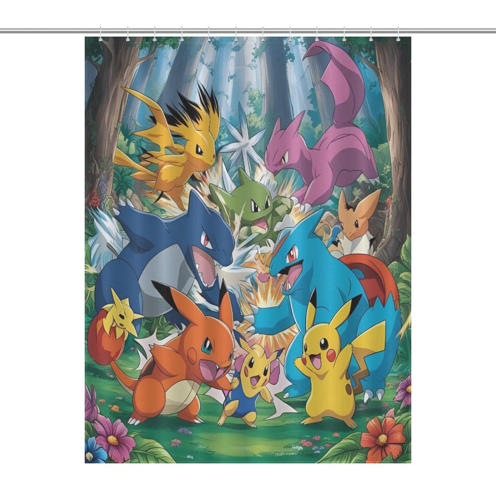 Cartoon Cute Pokémon Pikachu Shower Curtain,Shower Curtain Liner,Bath ...