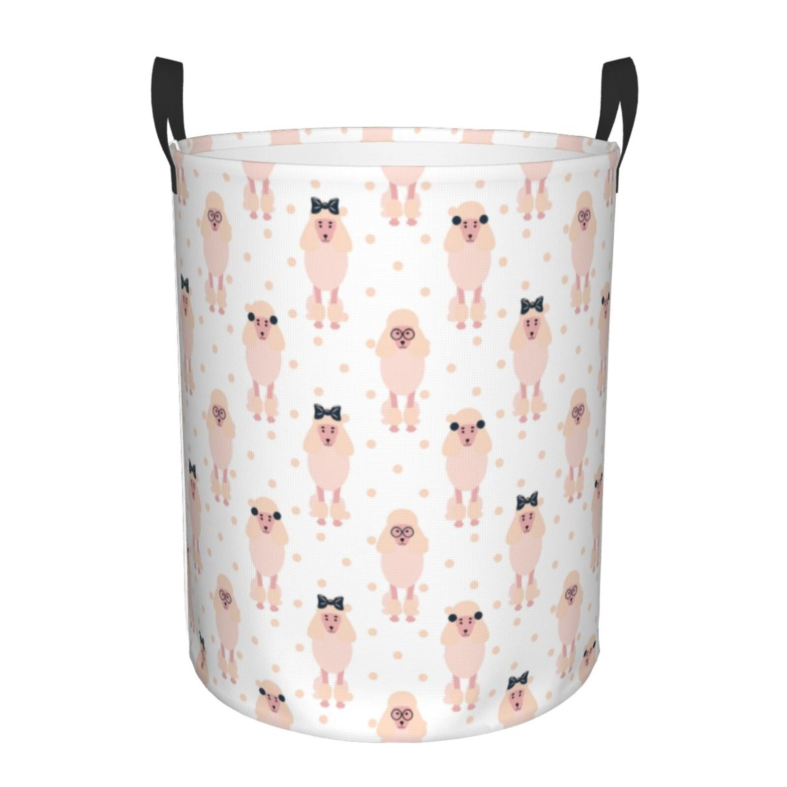 Cartoon Cute Poodle Dog Bow Tie Laundry Basket, Laundry Hamper ...