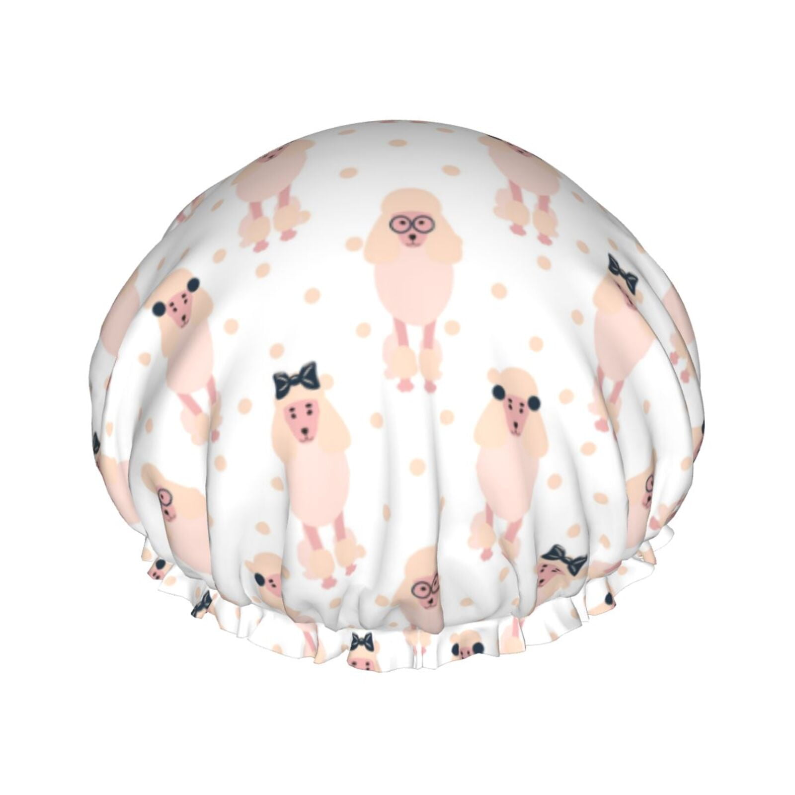 Cartoon Cute Poodle Dog Bow Tie Shower Cap, Reusable Bath Hair Hat for ...